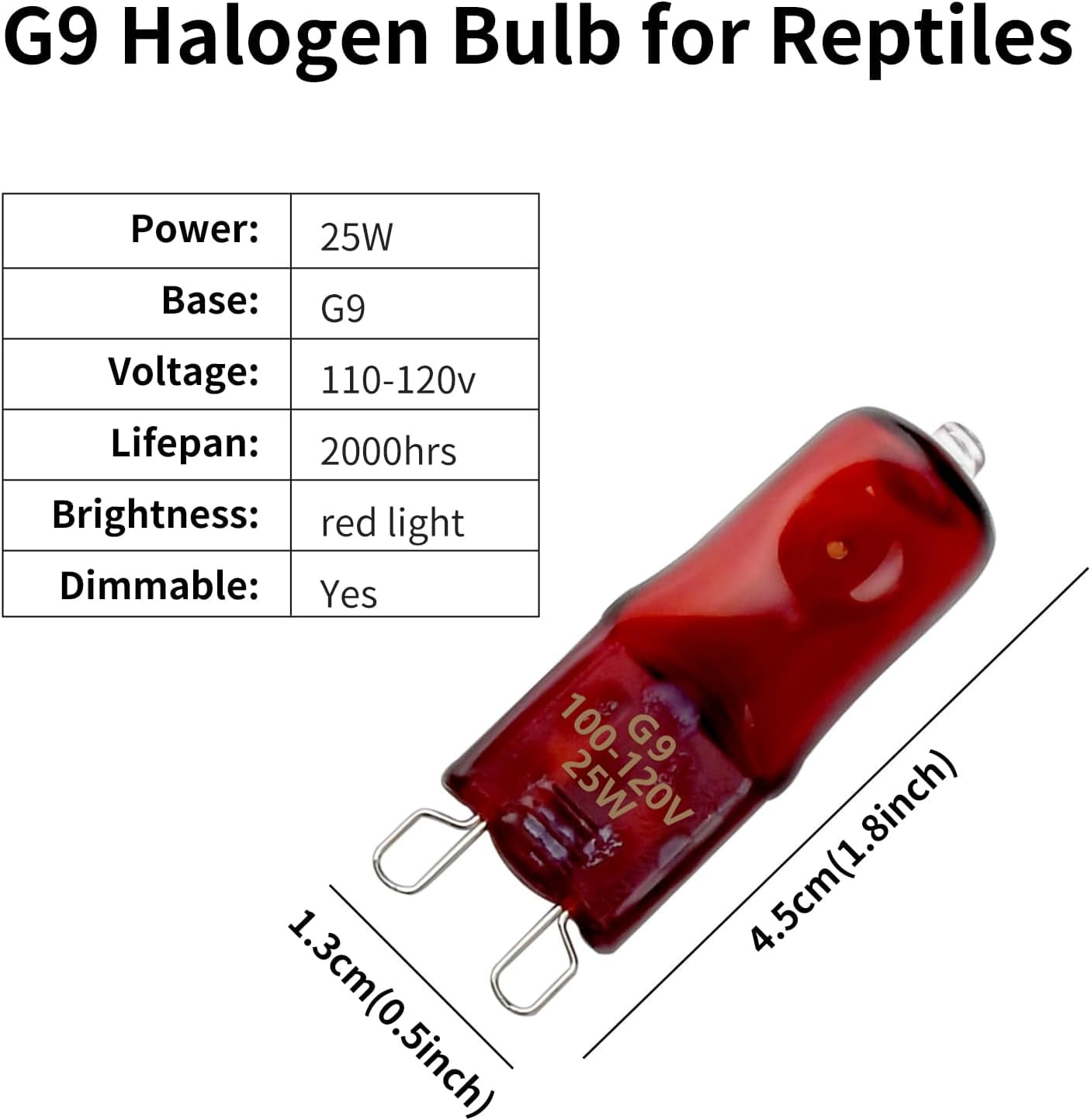 FUN-G9 Red Heat Lamp Bulbs for Reptiles 25W 4Pack,Mini Night Halogen ...