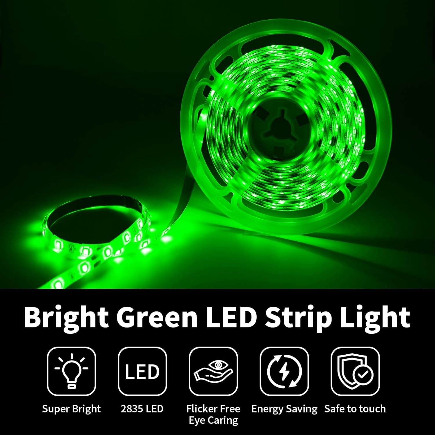 FUN-Green LED Strip Light, 16.4ft 5M 2835 SMD 300 LEDs 12V Flexible ...