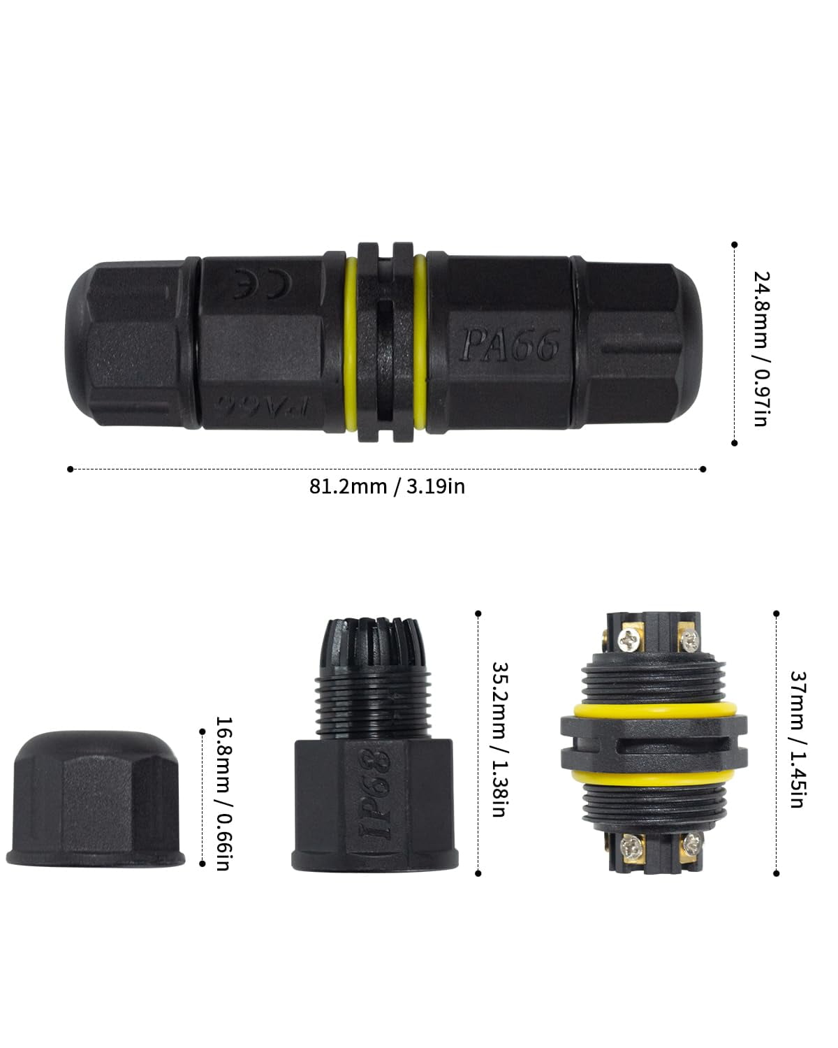 FUN-IP68 Waterproof Junction Box 5pin M20, Ø3mm 4.5-10mm Wire Range (AC ...