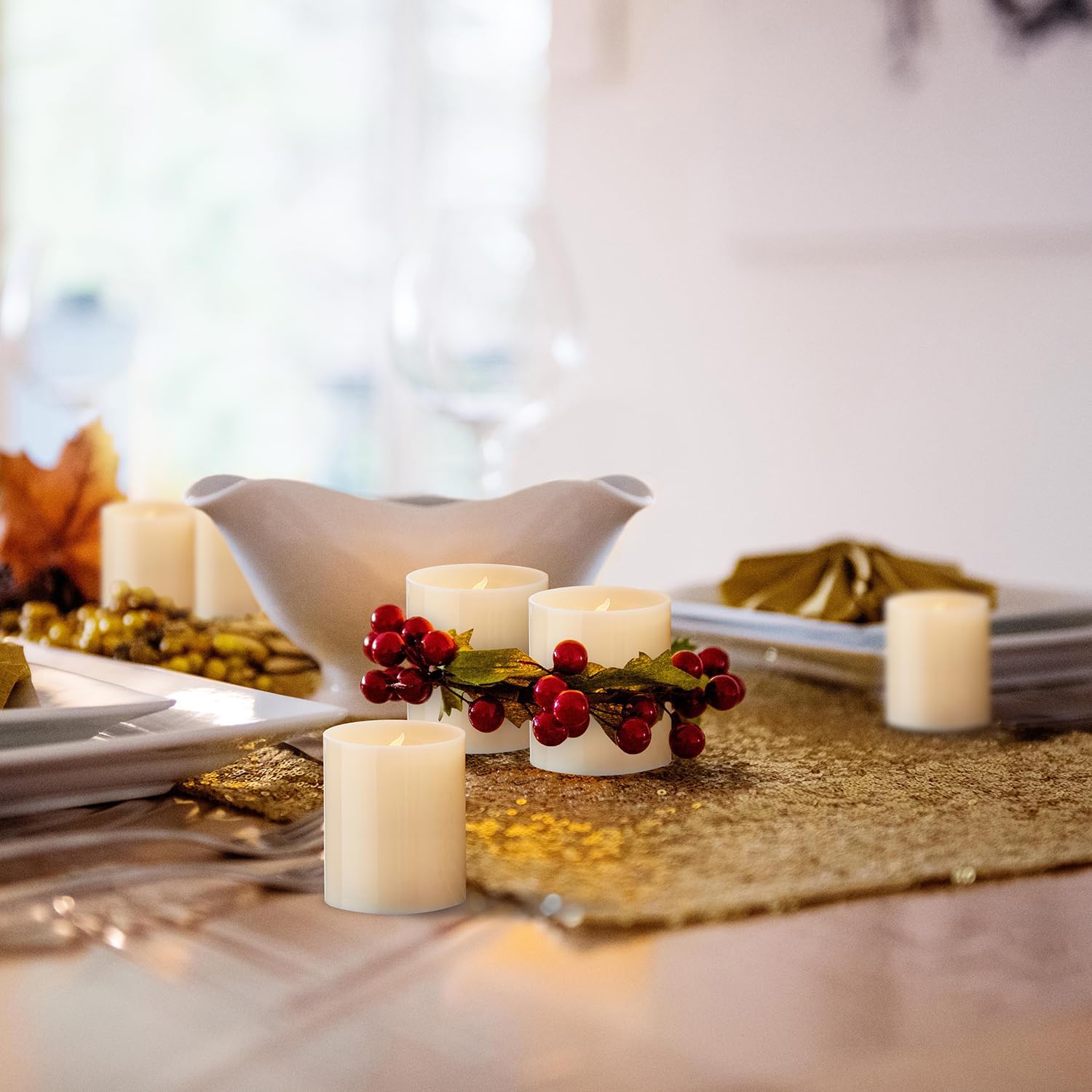 FUN-Ivory Classic Style LED Votive Candles Pack of 6, Realistic ...