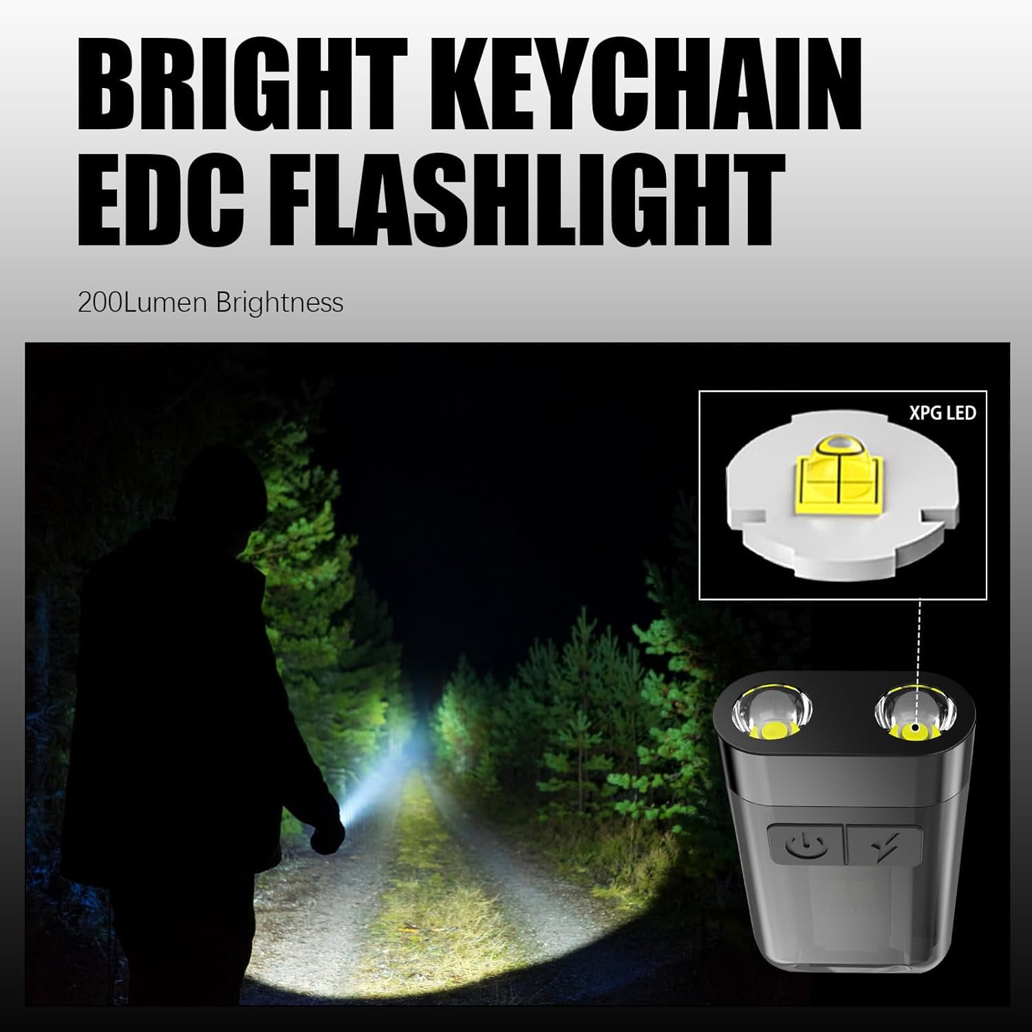 FUN-Keychain Flashlight, 200 High Lumens Keychain Light, Mini Keychain ...