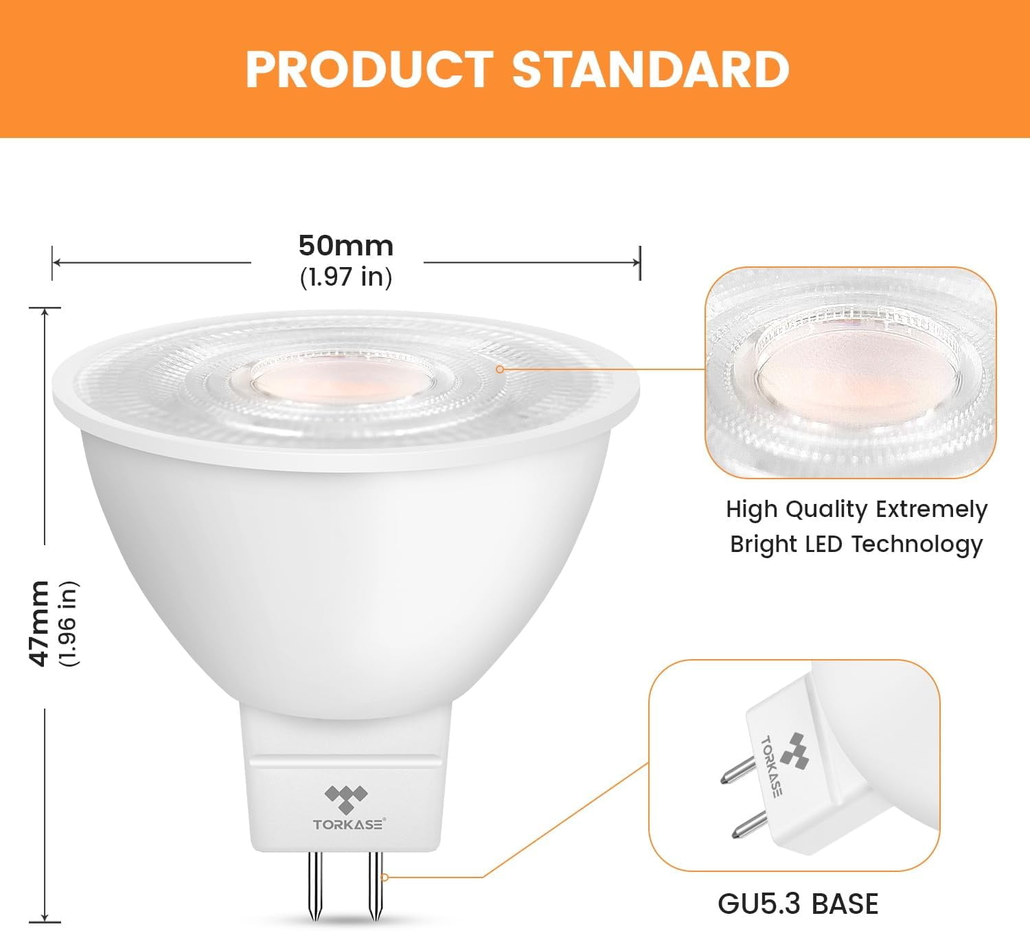 FUN-MR16 LED Bulbs Dimmable 6 Pack, 50W Halogen Equivalent, 5W GU5.3 ...