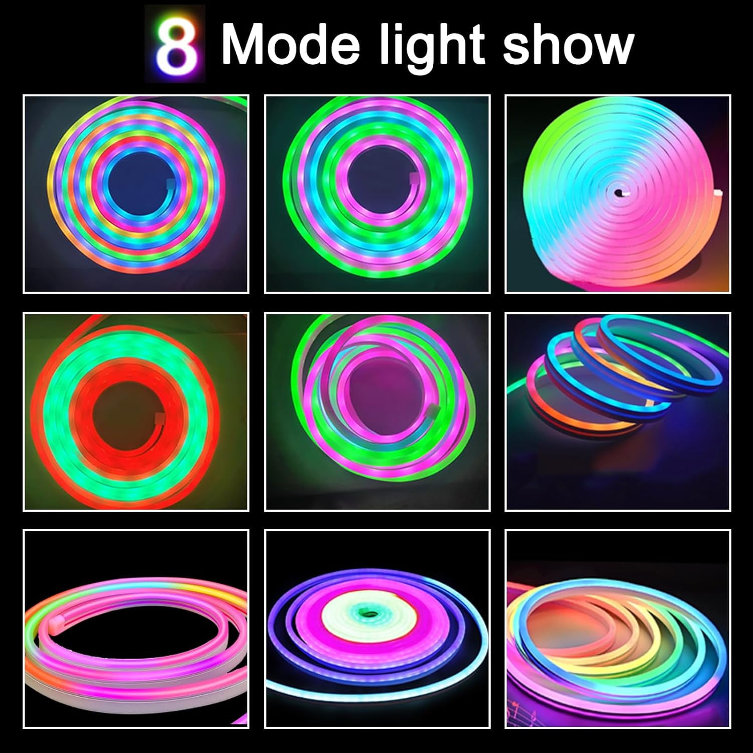 FUN-Neon Rope Light, 16. 5ft LED neon rope light control, RGB + IC ...