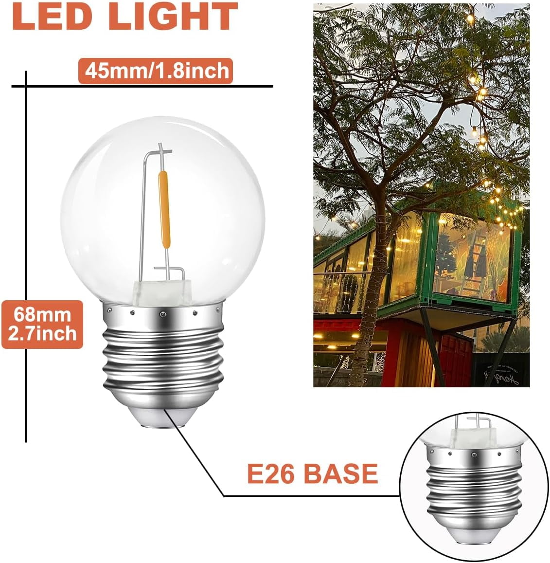 FUN-Night Light Bulbs,E26 LED 1W Light Bulb,Low Watt LED Light Bulbs ...
