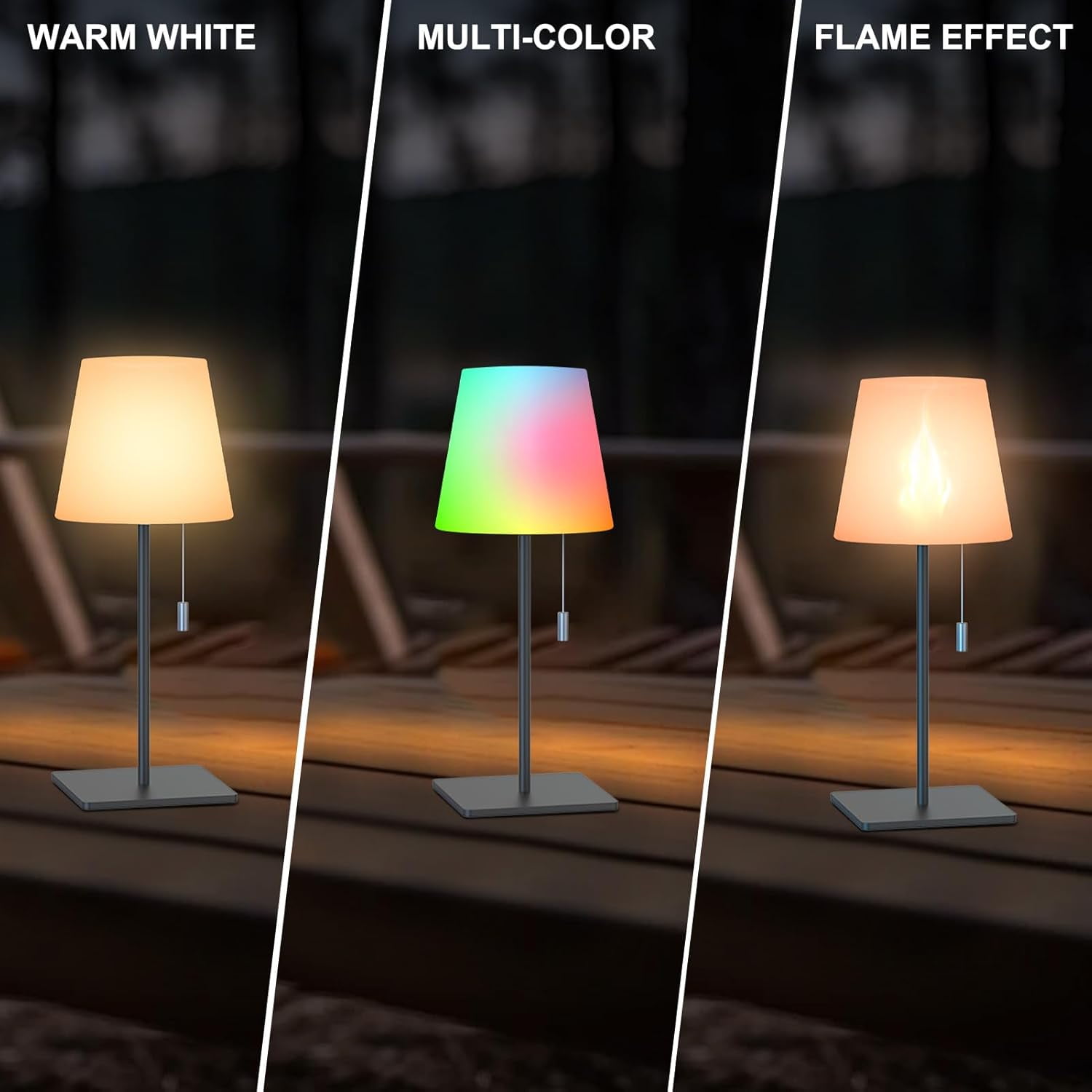 FUN-Outdoor Small Table Lamp Little Battery Operated Lamp Dimmable ...