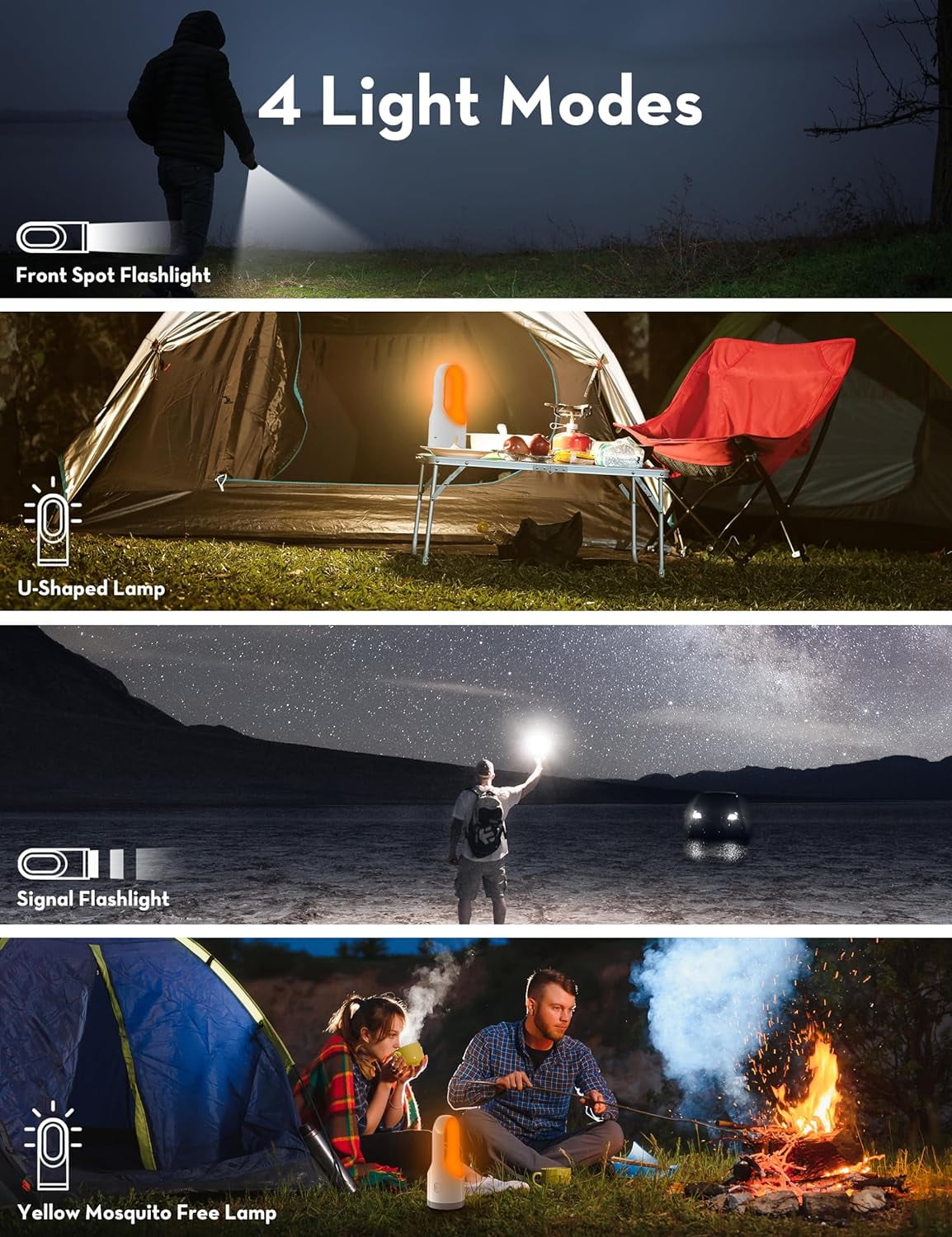 FUN-Rechargeable U-Shape Spotlight Flashlight Portable Handheld ...