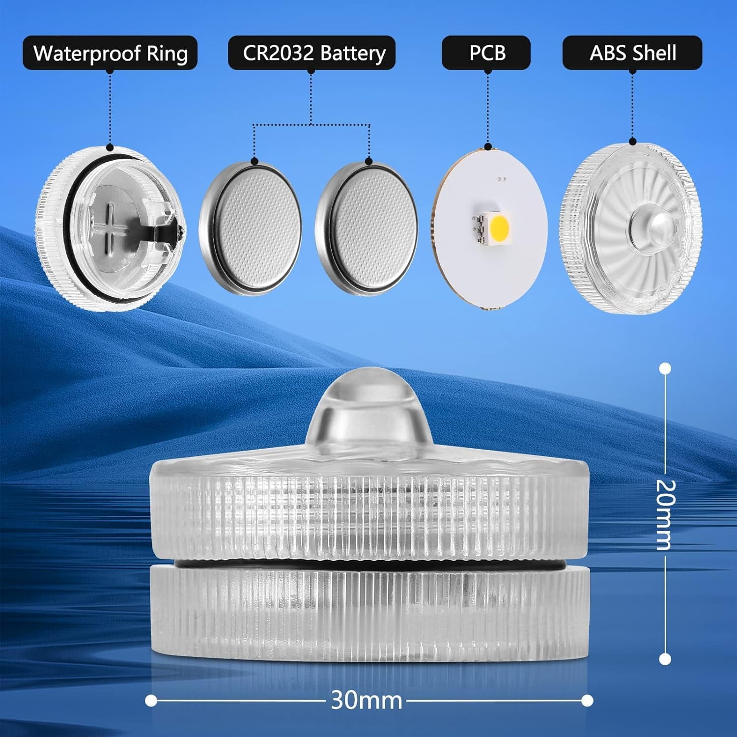 FUN-Submersible Led Light, Waterproof Flameless Candle Tea Lights,Mini ...