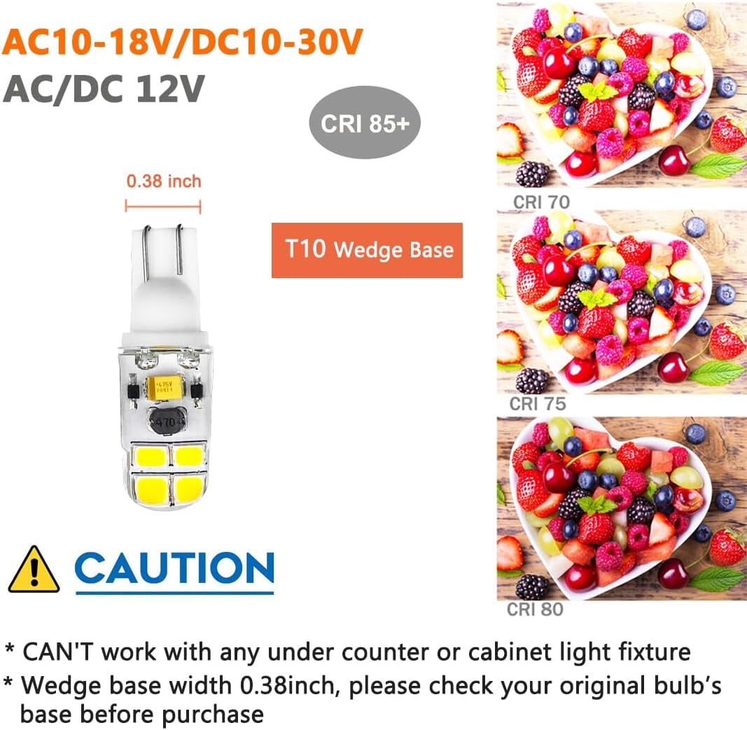 FUN-T5 T10 Wedge Base 2W LED Bulb for 12V 24volt Landscape Path Light ...