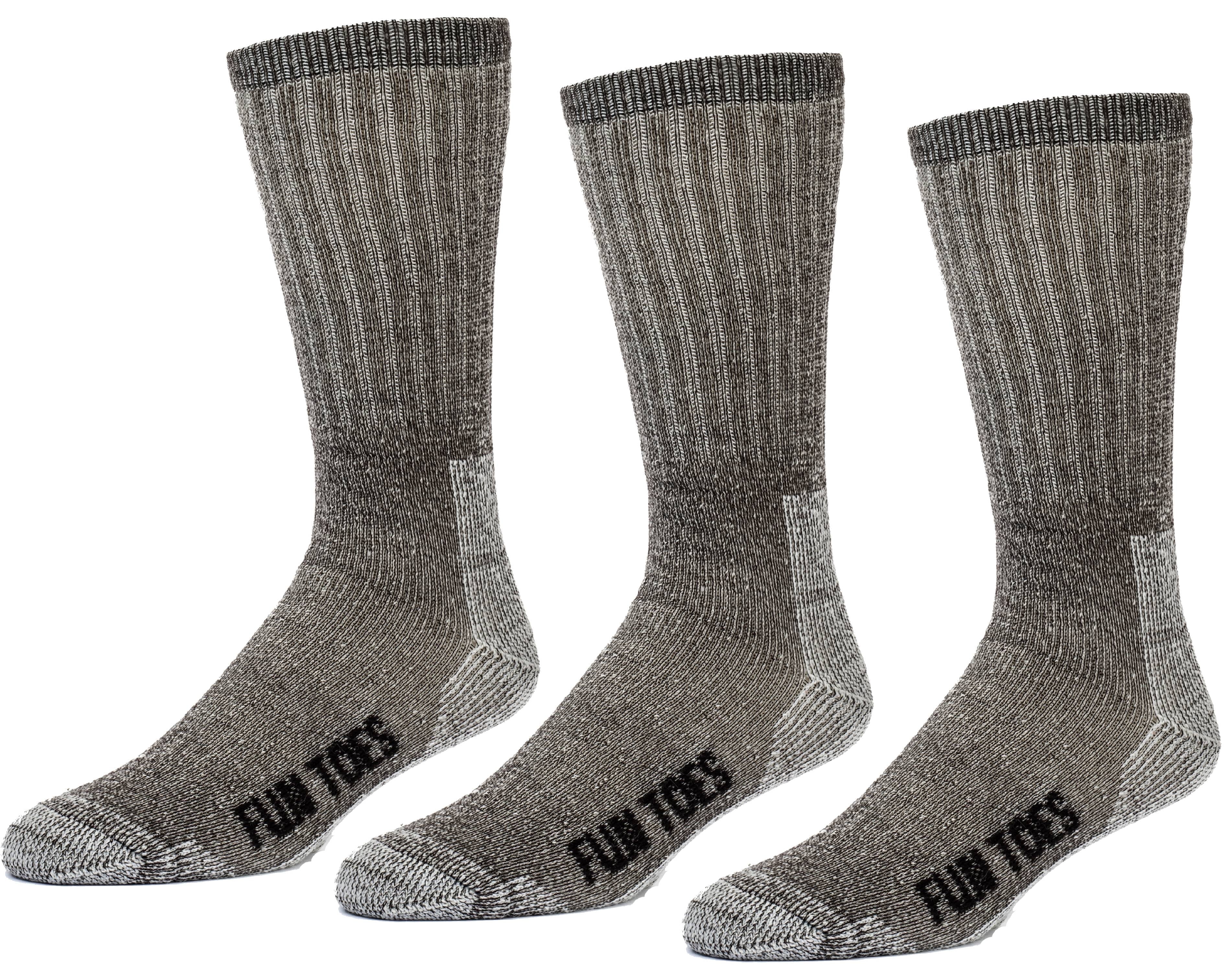 FUN TOES 3 pairs thermal insulated 80% merino wool socks men's, hiking ...