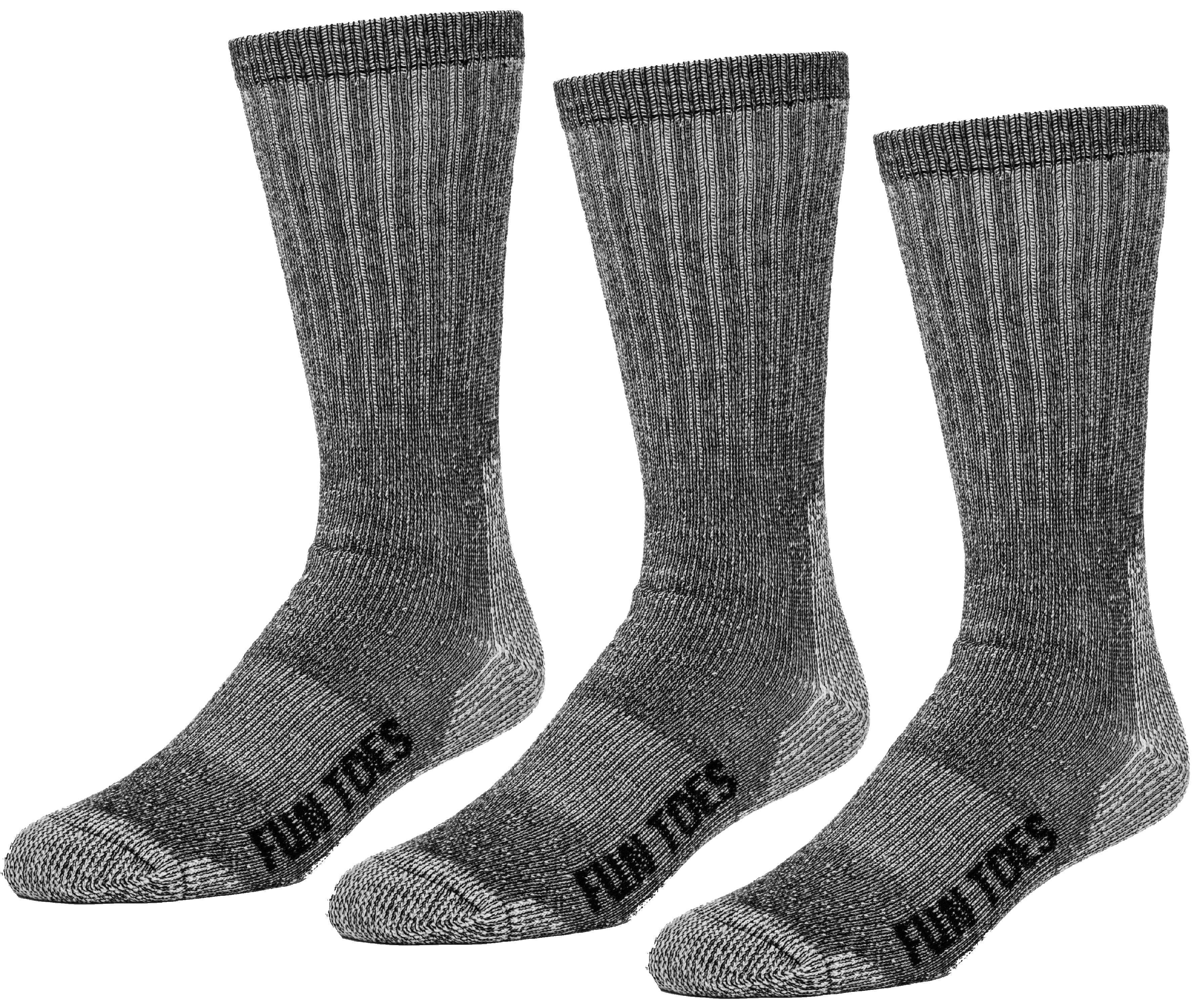 FUN TOES Men's 3-Pairs Insulated Thermal 80% Merino Wool Socks, Hiking ...