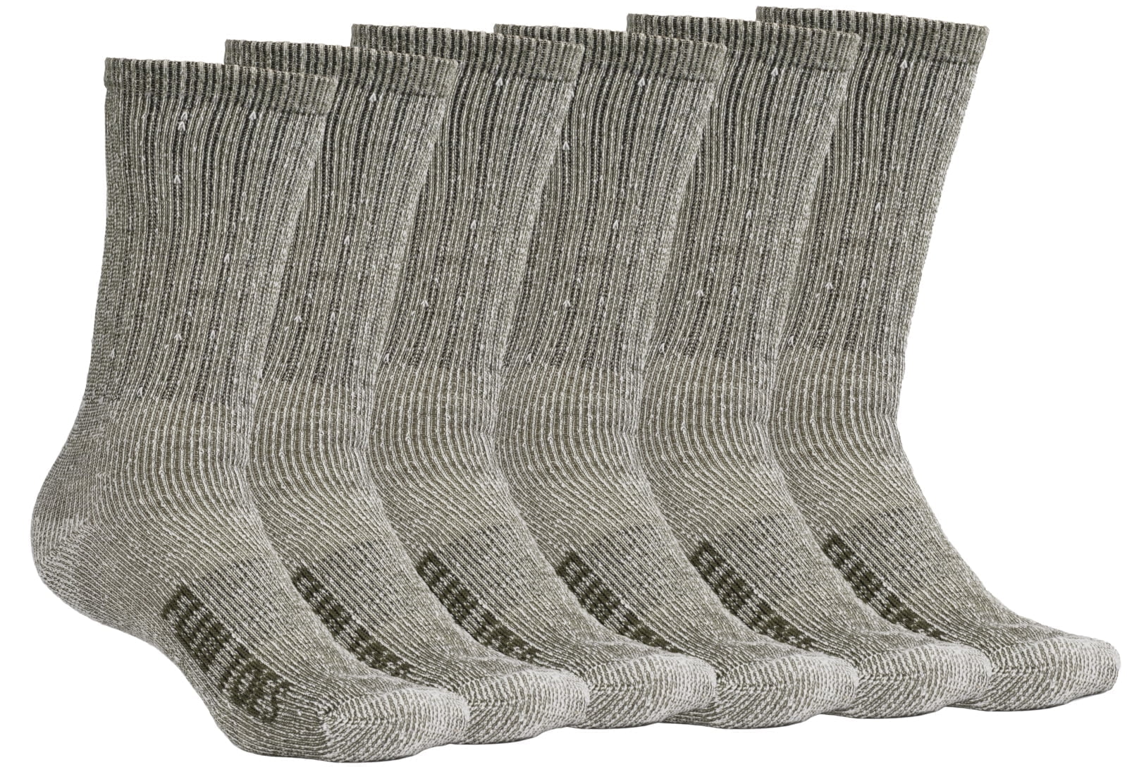 FUN TOES Men Merino Wool Hiking Socks -Lightweight-6 Pairs Pack Green ...