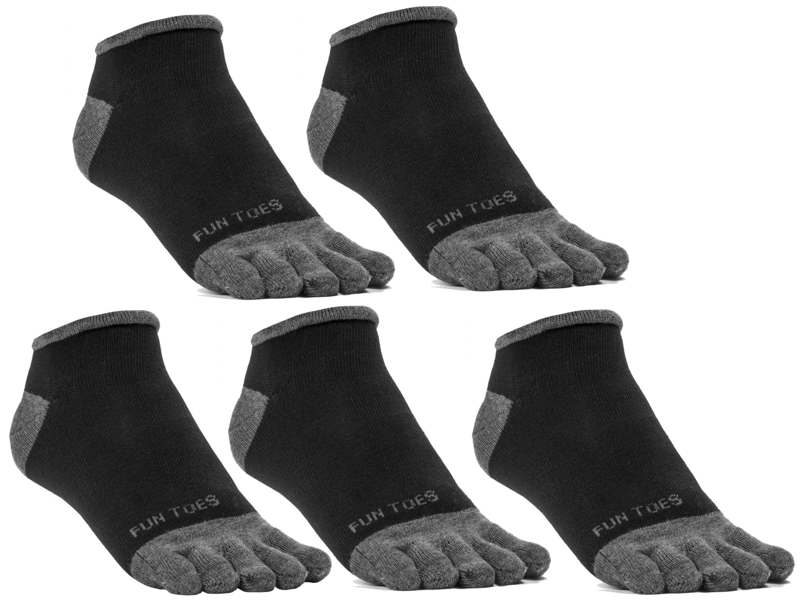 FUN TOES Men Toe Socks Barefoot Running Socks Size 6-12 Value Pack of 5 ...