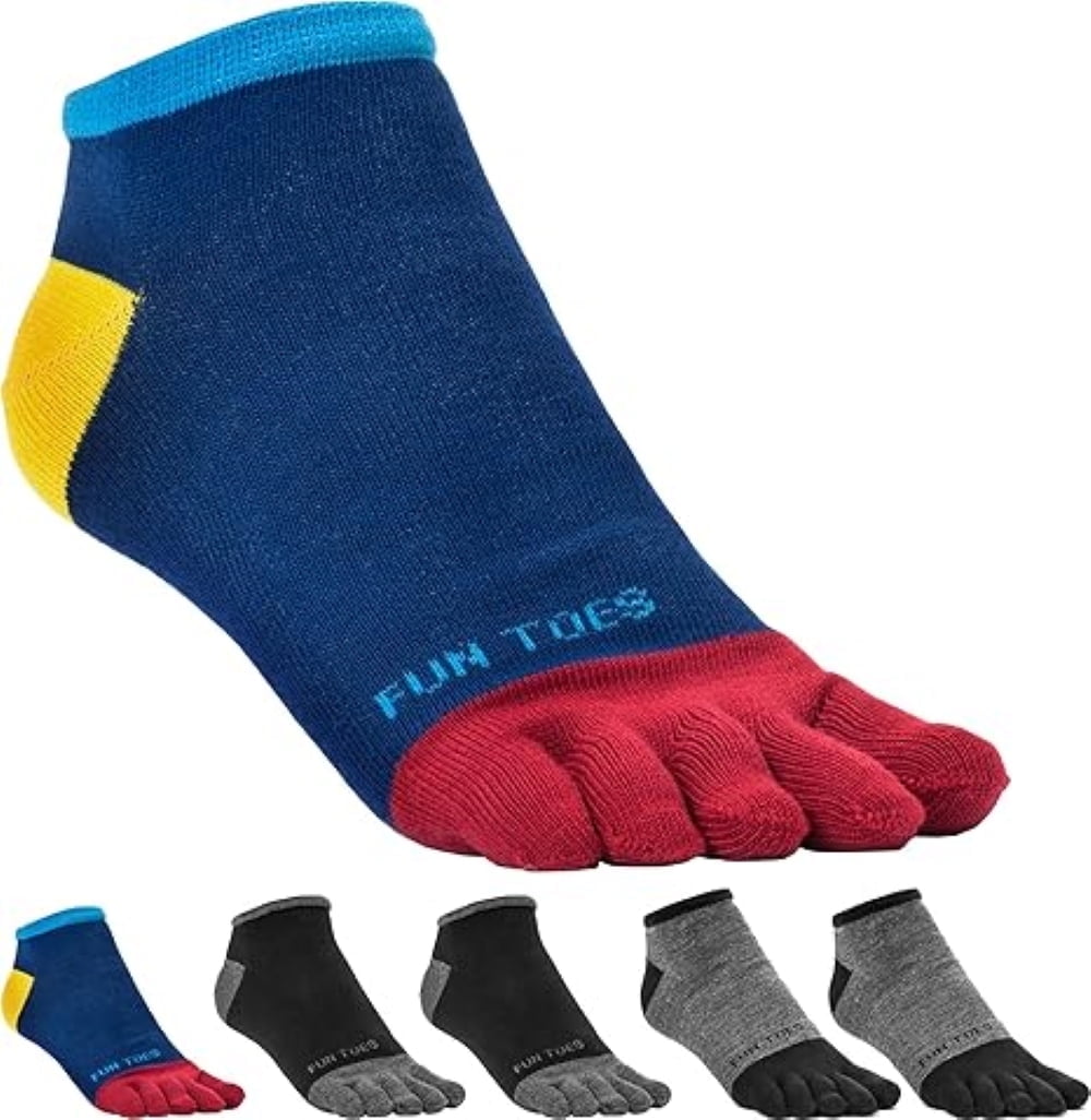 FUN TOES Men Toe Socks Barefoot Running Socks Size 6-12 Value Pack of 5 Pairs - Walmart.com