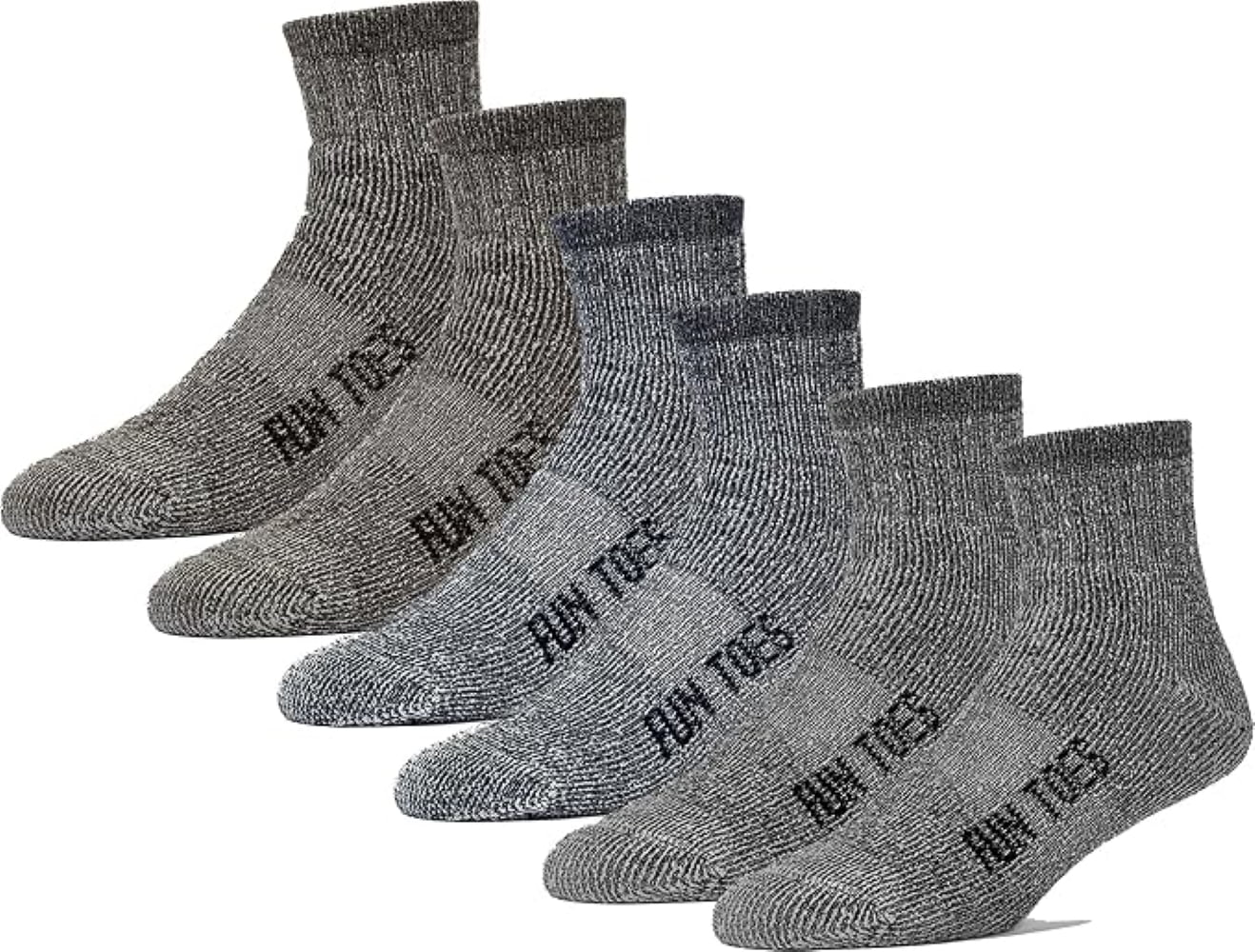 FUN TOES Men's 80% Wool Ankle Socks - 6 Pairs with Arch Support ...
