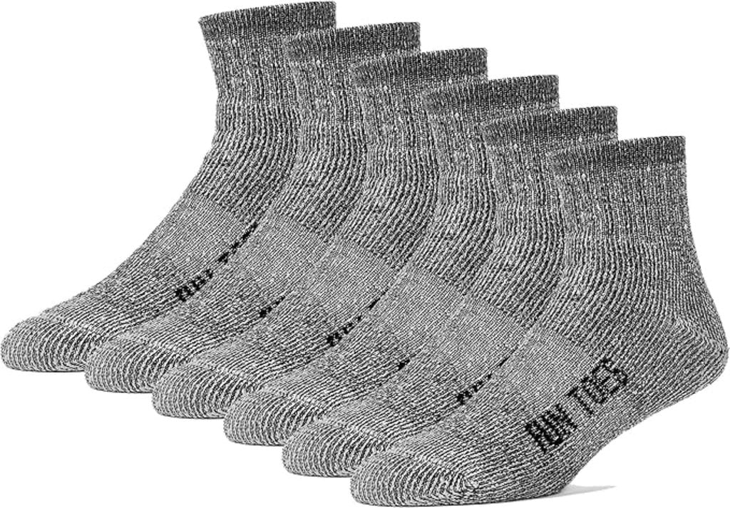 FUN TOES Merino Wool Hiking Socks: 6 Pairs with Arch Support ...