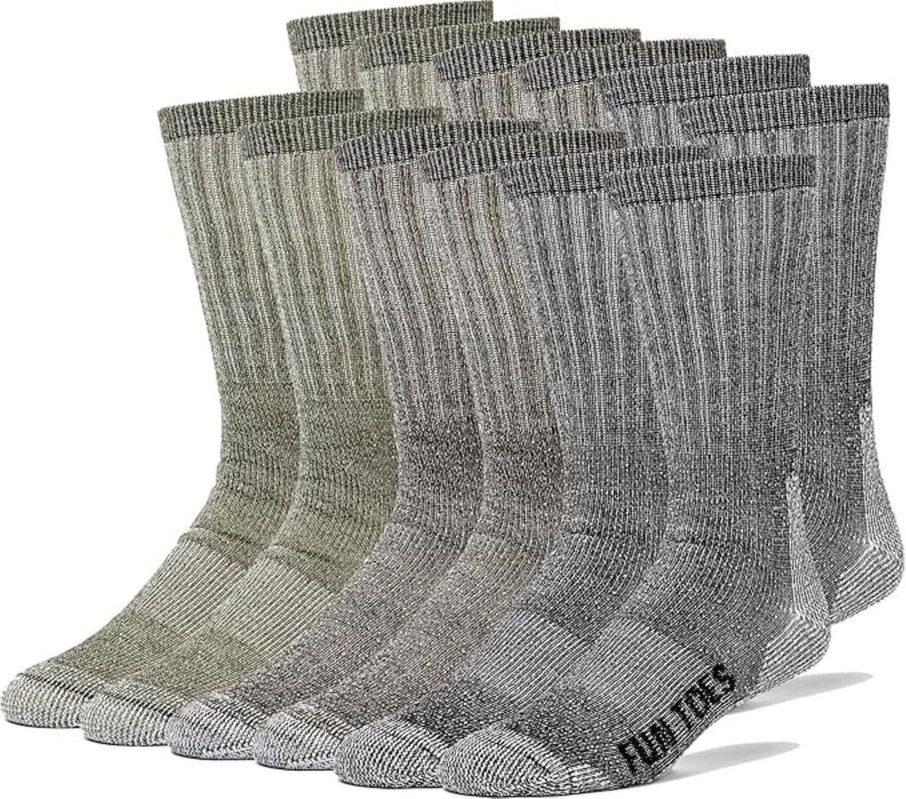 FUN TOES Merino Wool Hiking Socks for Men – Thermal, Cushioned, Crew ...