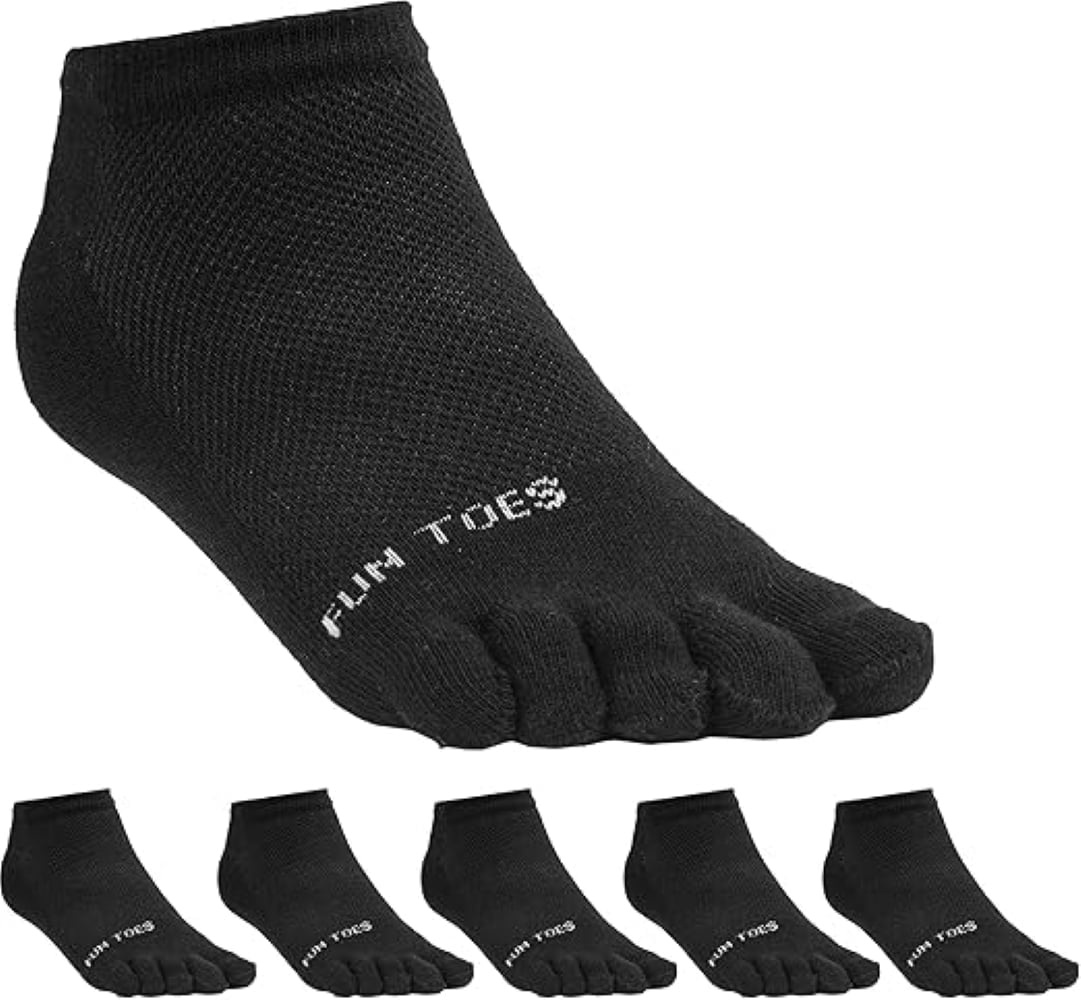 FUN TOES Women's Toe Socks for Shoes/Sneakers, Barefoot Running, Size 9 ...