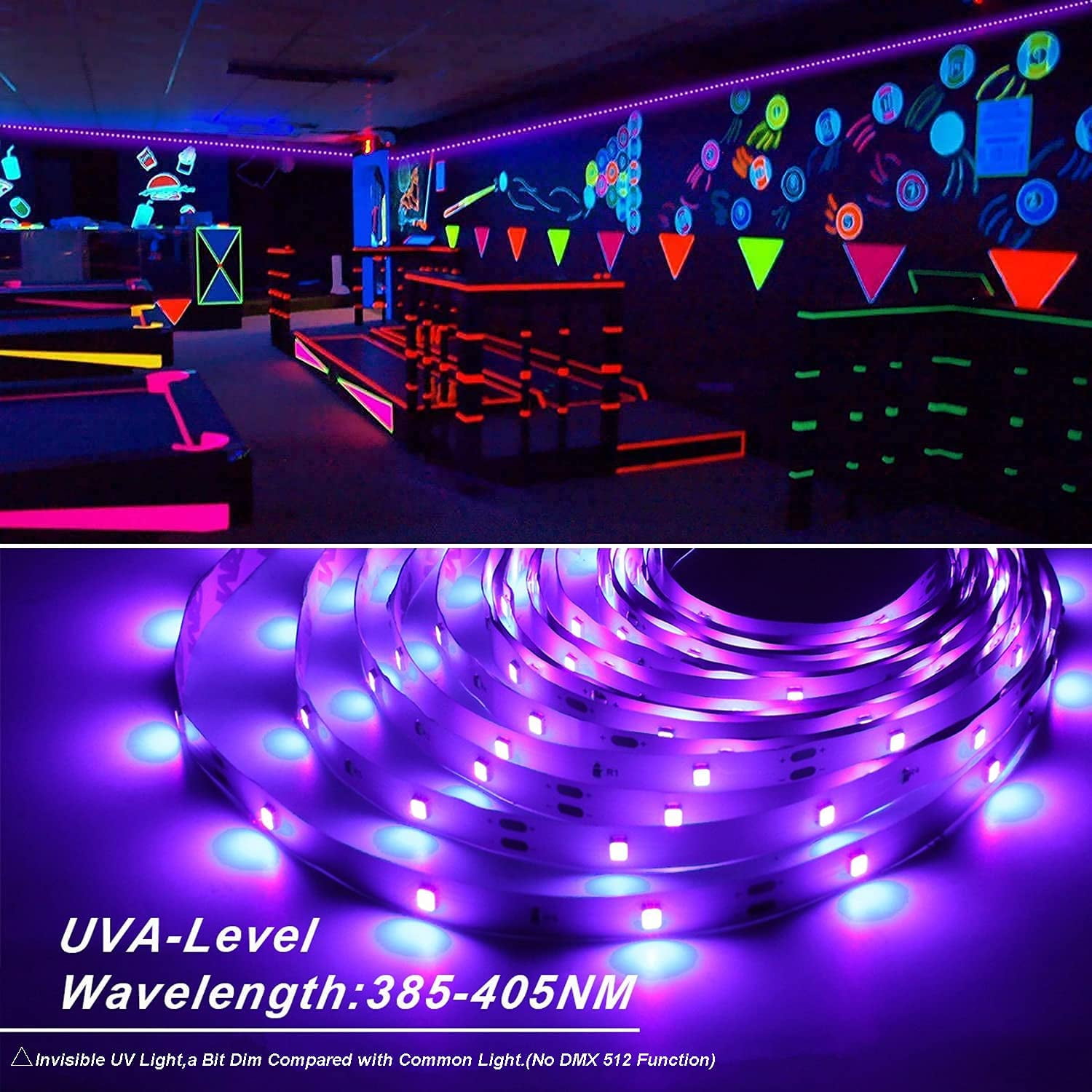 FUN-UV LED Strip Lights - Battery Powered 16.4ft LED Black Light Strips ...