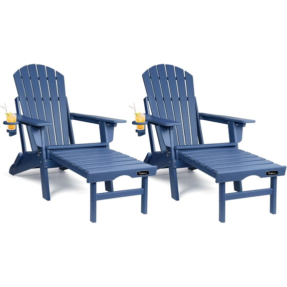 FUNBERRY Adjustable Folding Adirondack Chairs Set of 2 with Retractable ...