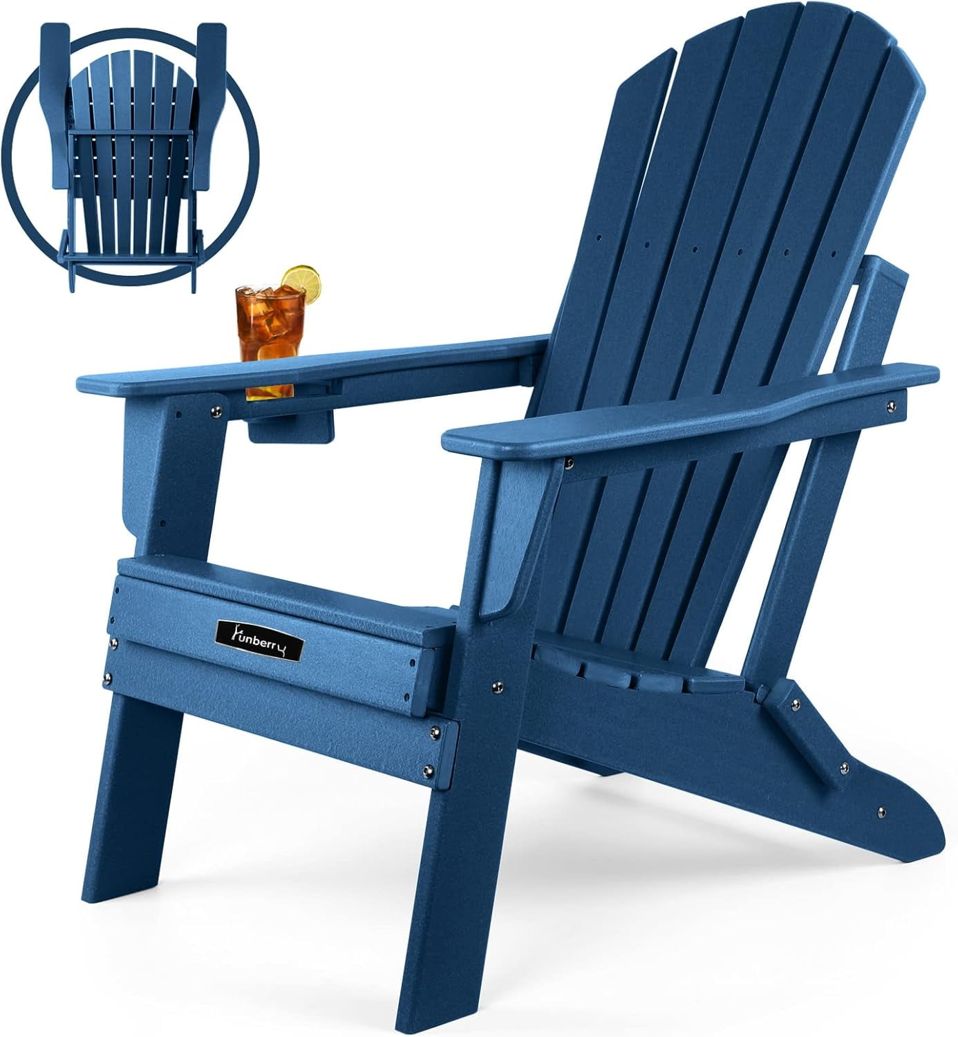 FUNBERRY Folding Adirondack Chair, HDPE All Weather Fire Pit Chairs ...