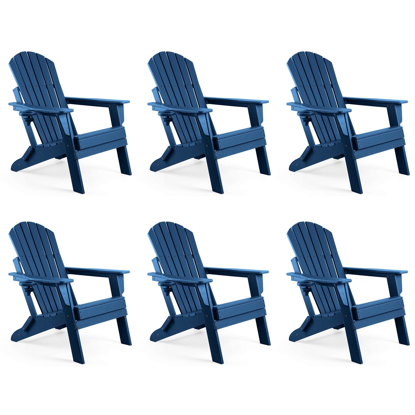 FUNBERRY Folding Adirondack Chair Set of 6, All Weather HDPE Fire Pit ...