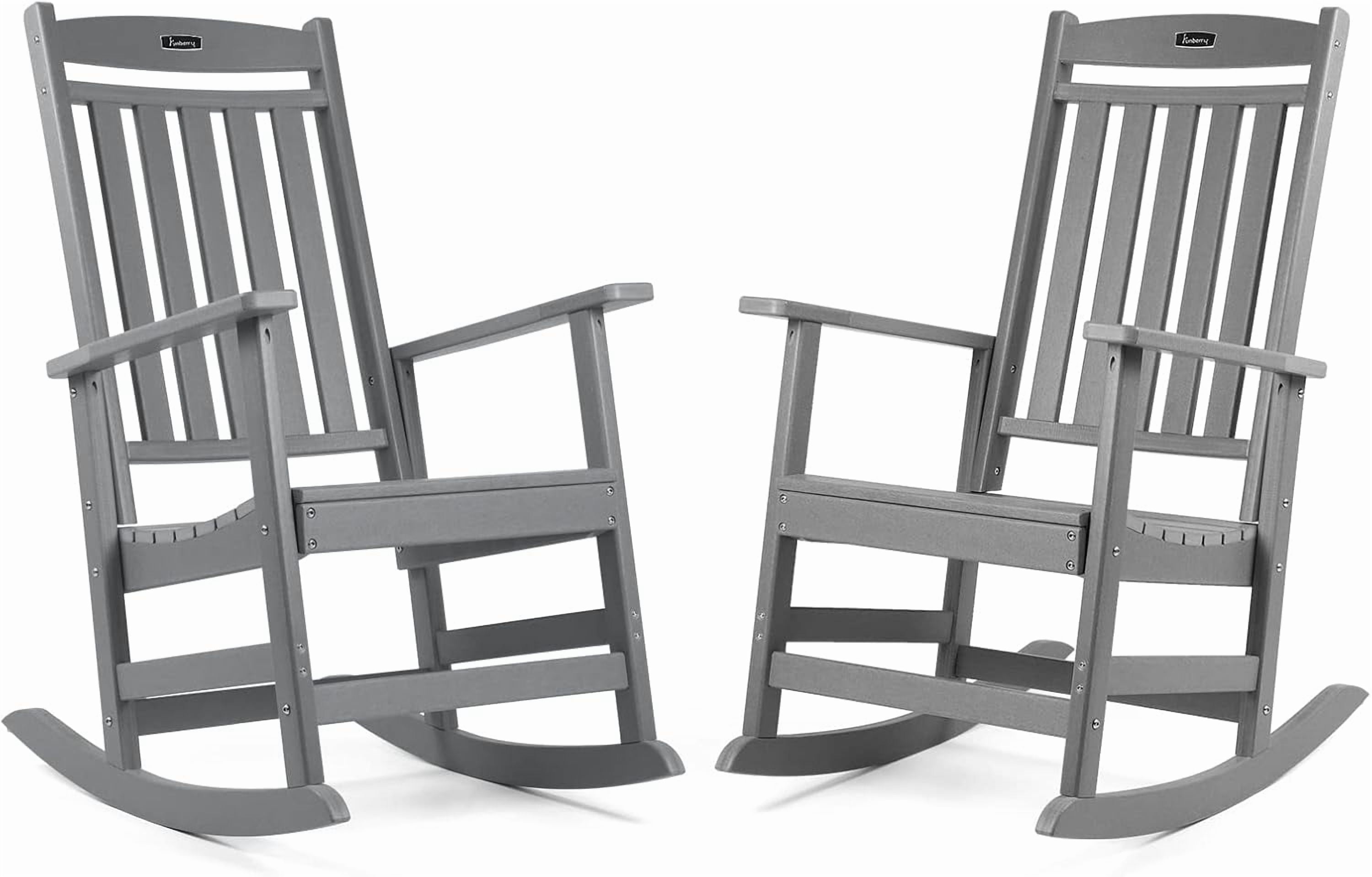 FUNBERRY Outdoor Rocking Chairs Set of 2, HDPE All Weather Poly Lumber ...