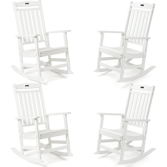 FUNBERRY Outdoor Rocking Chairs Set of 4, HDPE All Weather Poly Lumber ...