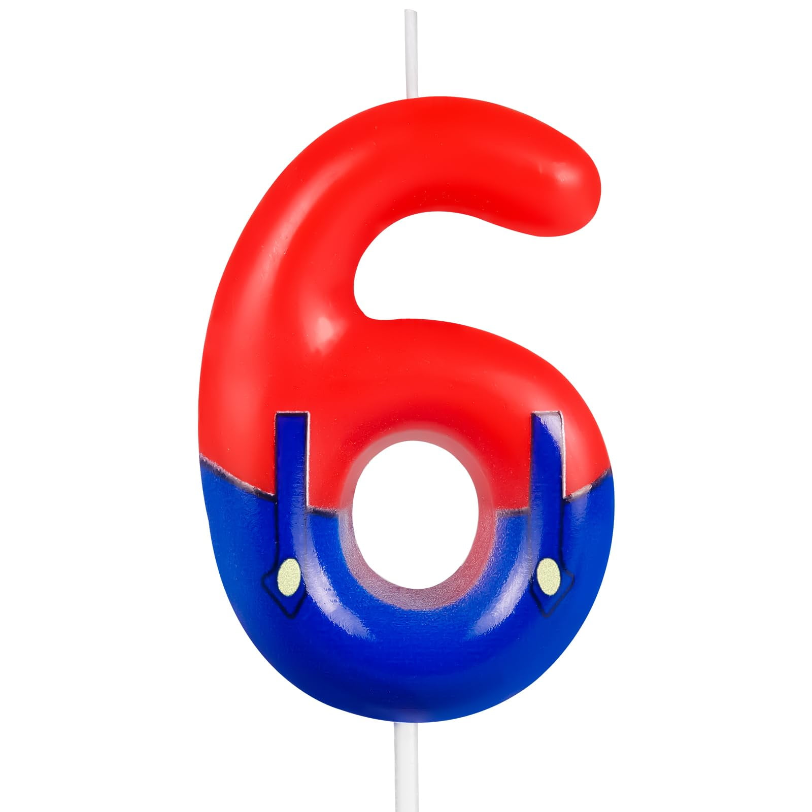 FUNCANDLE Red Blue 6th Birthday Candles Number 6 Candle Cake Topper,Hot ...