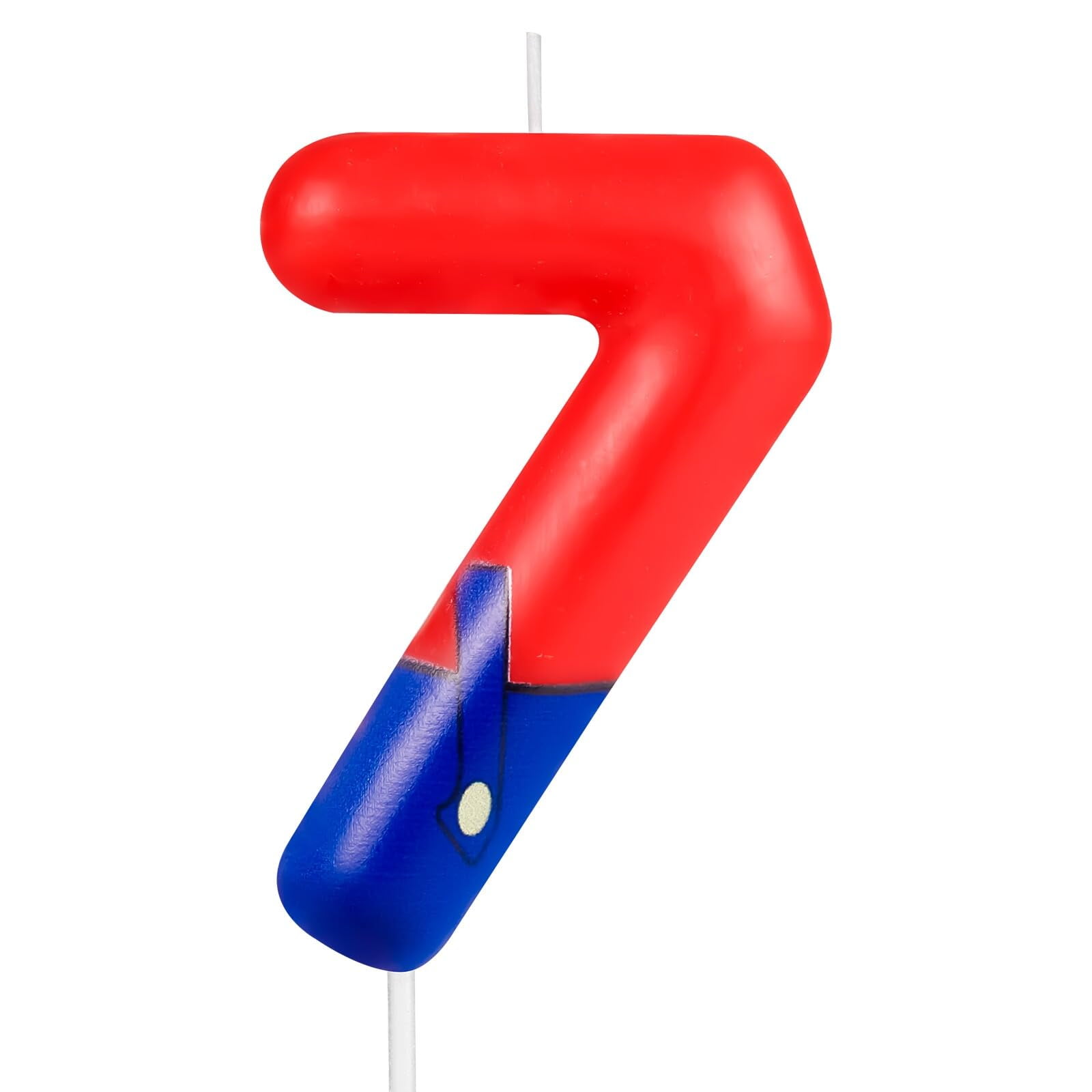 FUNCANDLE Red Blue 7th Birthday Candles Number 7 Candle Cake Topper,Hot Cartoon Game Characters ...