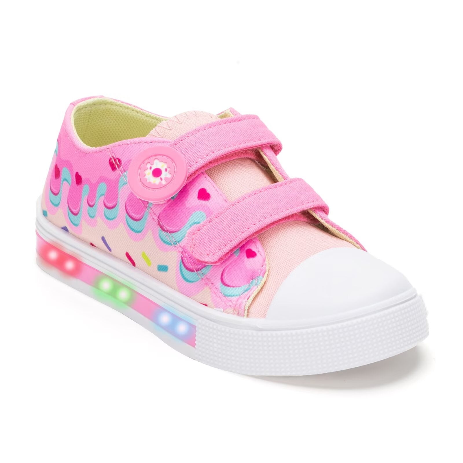 FUNCOO PLUS Kids Light Up Sneakers Toddler Girls Canvas Shoes, Cream ...