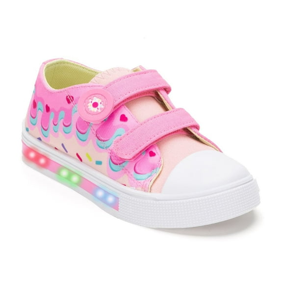 FUNCOO PLUS Kids Light Up Sneakers Toddler Girls Canvas Shoes, Cream ...