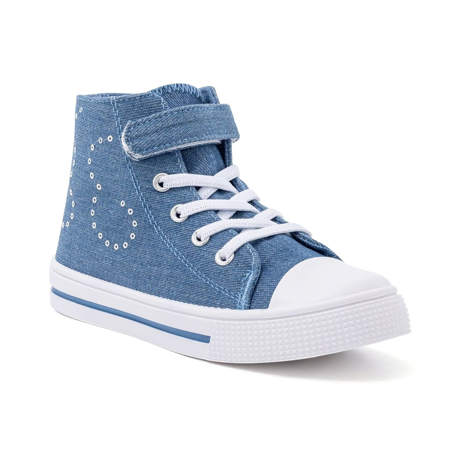 FUNCOO PLUS Toddler Kids Sneakers Girls High Top Canvas Shoes, Denim ...