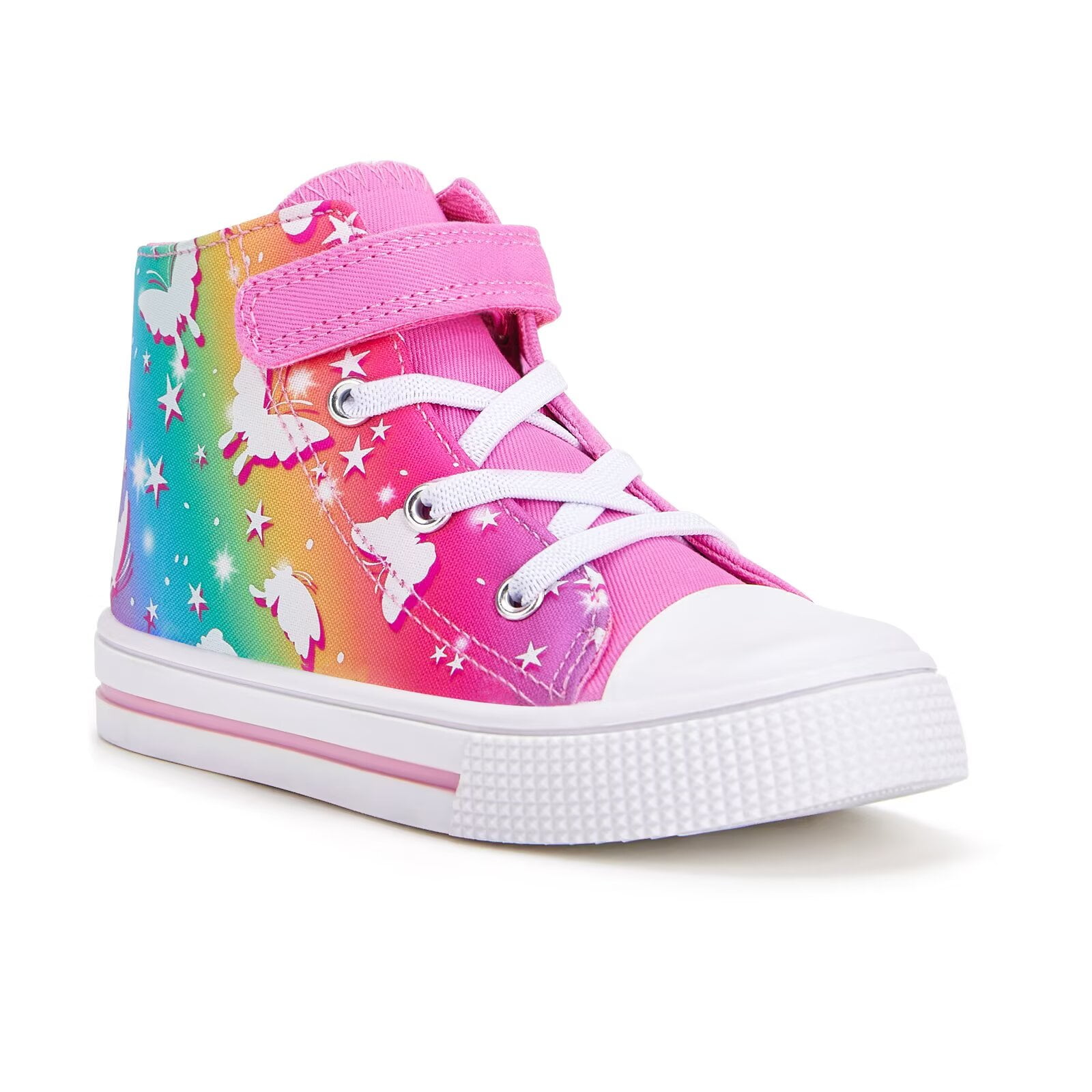 FUNCOO PLUS Toddler Kids Sneakers Girls High Top Canvas Shoes, Rainbow ...