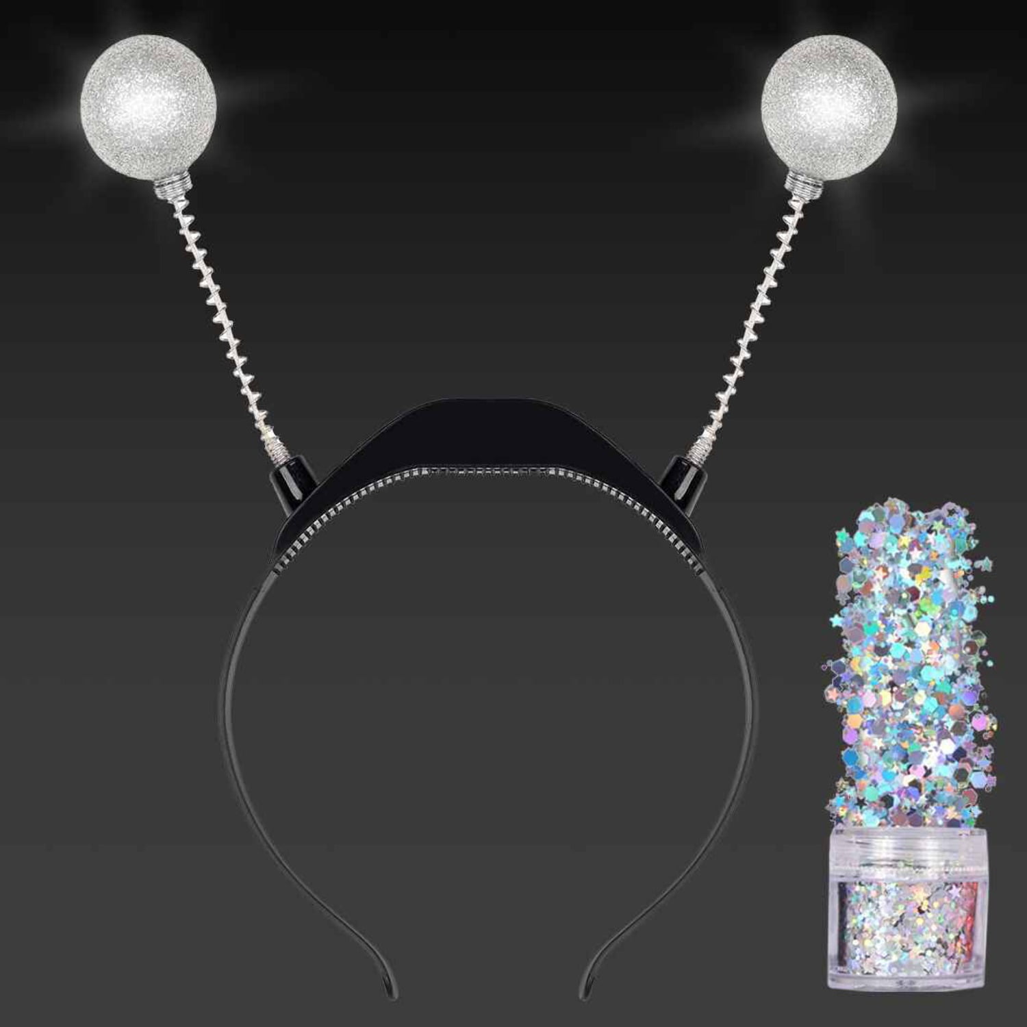 FUNCREDIBLE Light Up Alien Headband with Chunky Glitter | Alien Martian ...