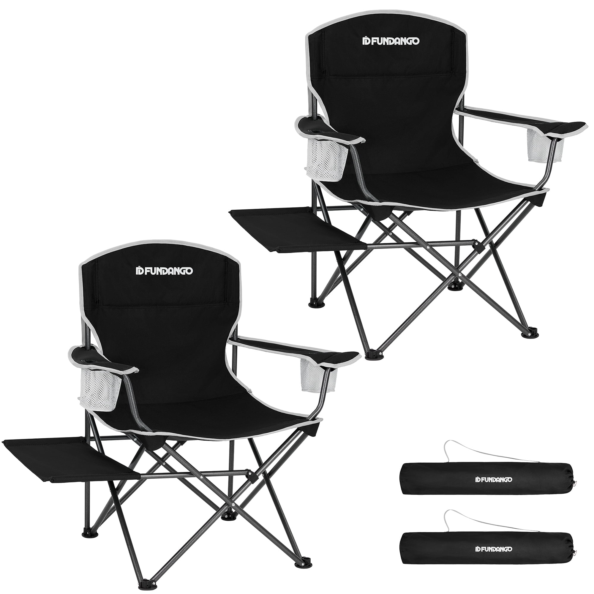FUNDANGO 2 Pack Camping Chairs with Side Table Outdoor Padded Camping ...