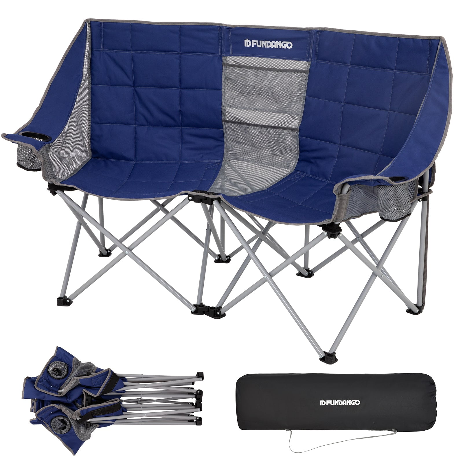 FUNDANGO Loveseat Camping Chair Portable Double Chair for 2 Person ...