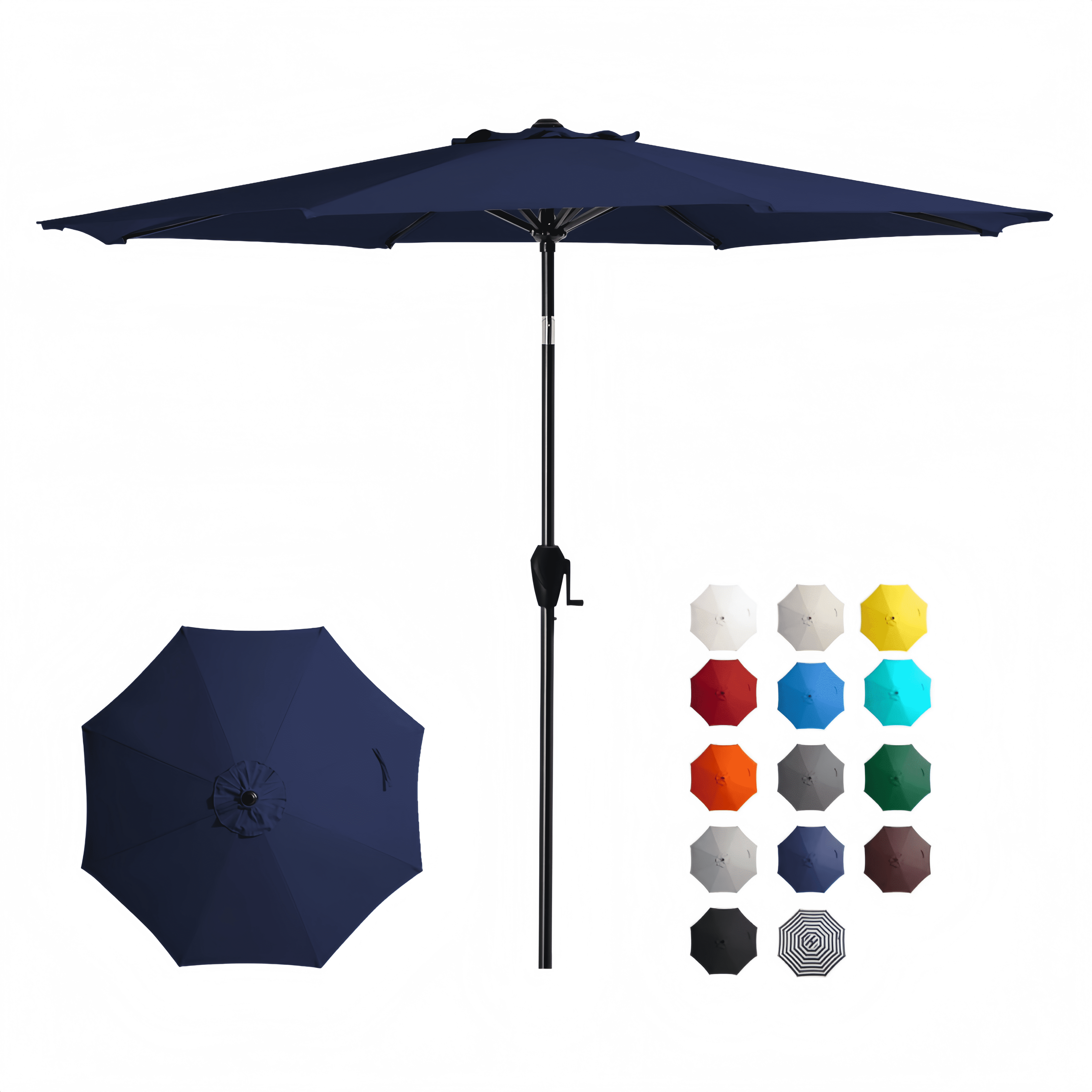 FUNDAZE 10FT Market Patio Umbrella with Push-Button Tilt and Crank ...