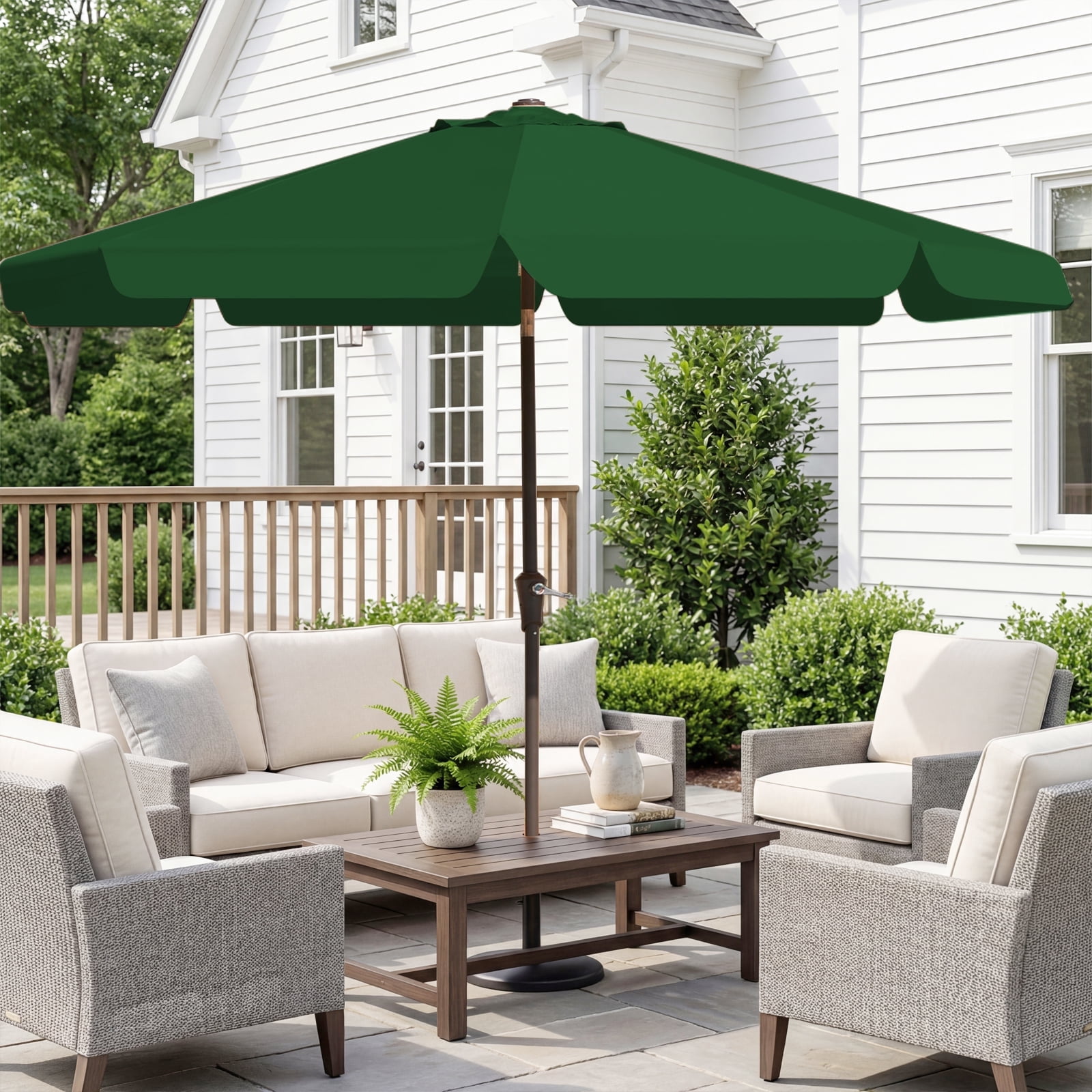 FUNDAZE 10ft Outdoor Patio Umbrella with Tilt & Crank, Heavy Duty Round ...