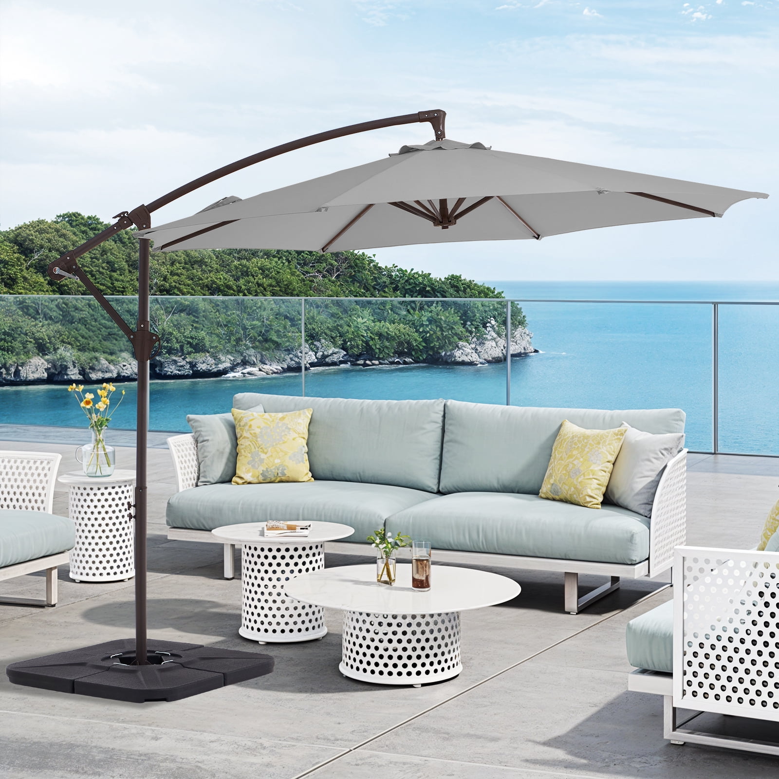 FUNDAZE 10ft Patio Umbrella, Hanging Cantilever Offset Outdoor Umbrella ...
