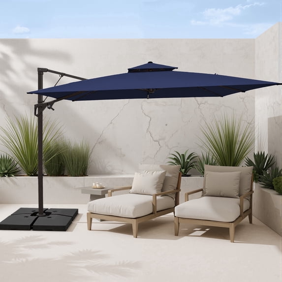 FUNDAZE 9x9ft Cantilever Patio Umbrella with Cross Base & Cover ...