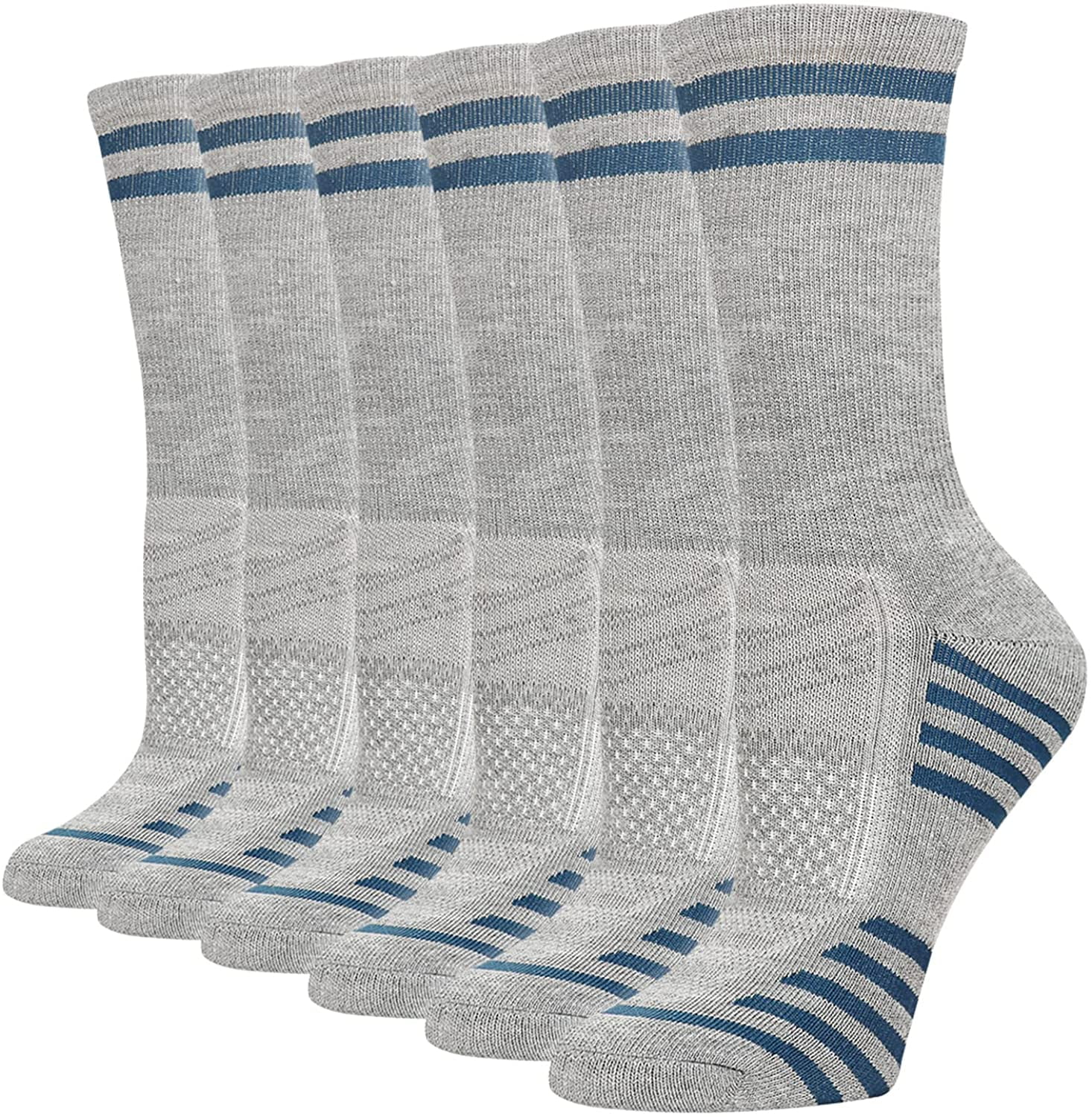 FUNDENCY Women's Athletic Crew Socks 6 Pack, Running Breathable Cushion ...