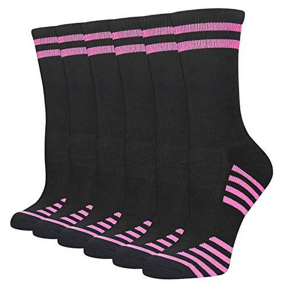 FUNDENCY Women's Athletic Crew Socks 6 Pack, Running Breathable Cushion ...
