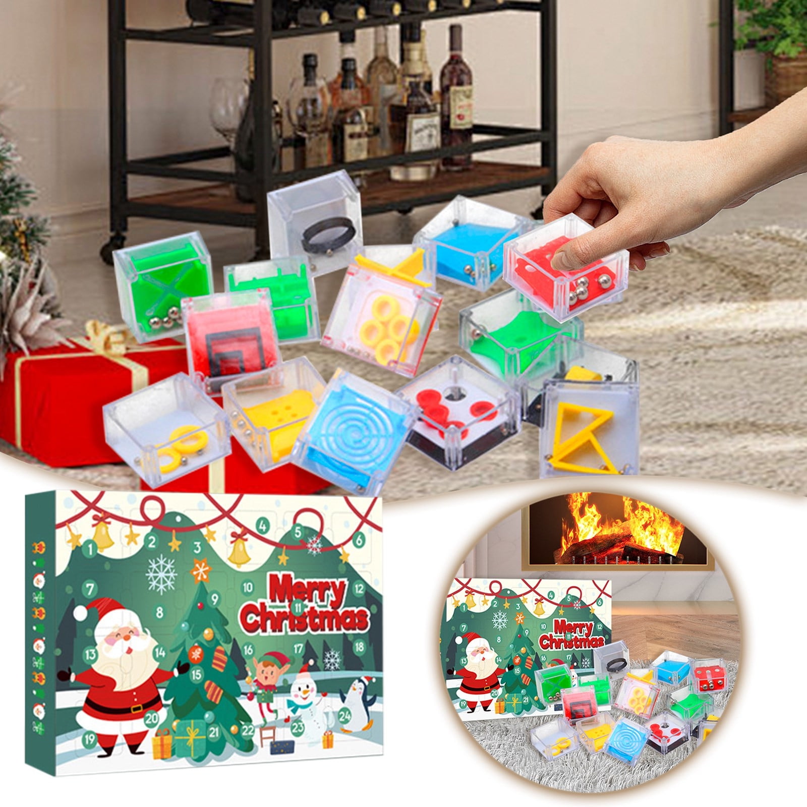 FUNDUFI 2024 Christmas Advent Calendar 24Pcs Decompression Luban Lock ...