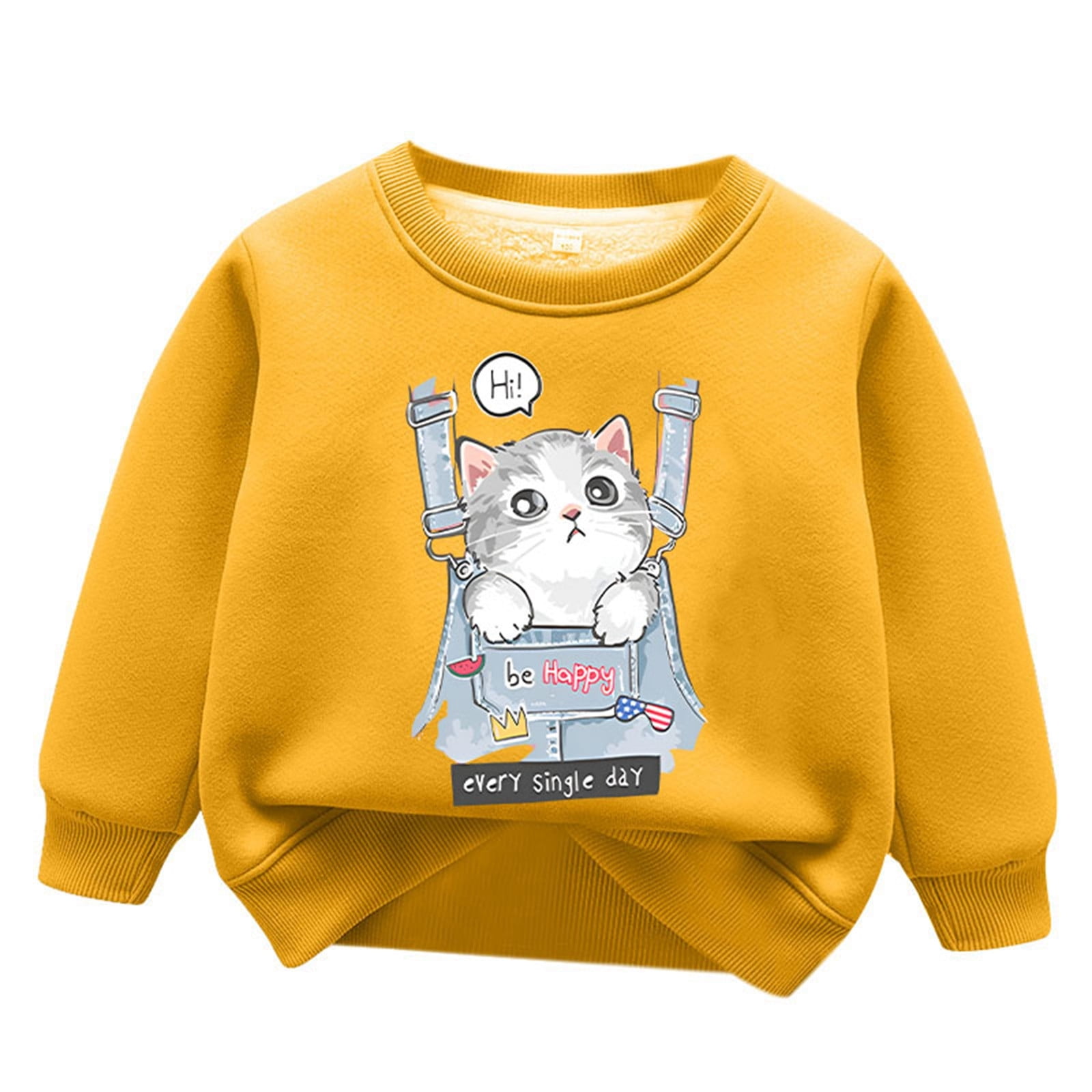 FUNDUFI Kids Boy's Sweatshirts Long Sleeve Crew Neck Cute Cartoon Cat ...