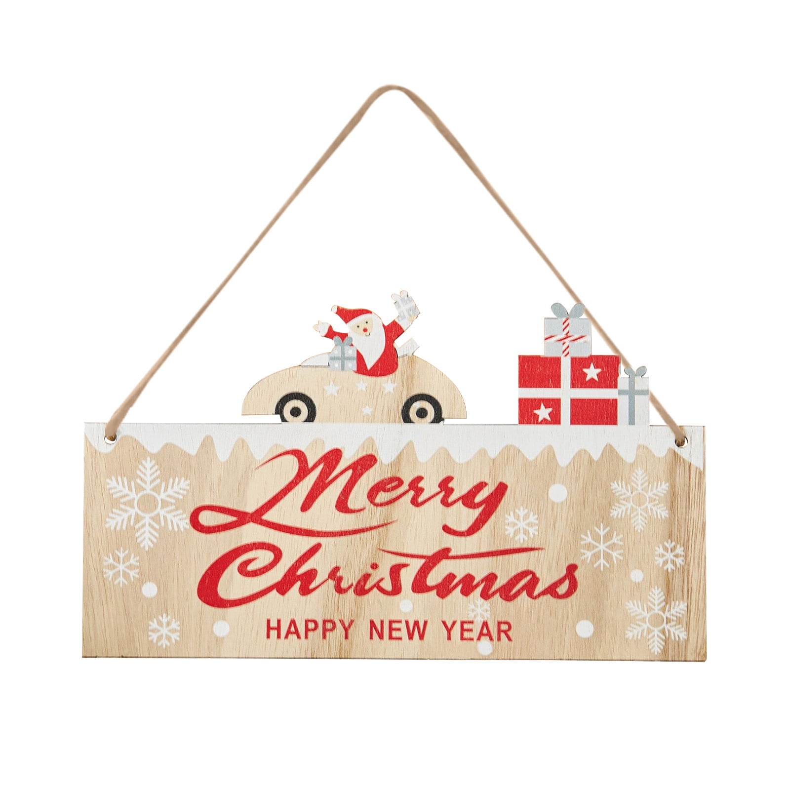 FUNDUFI Wooden Merry Christmas Sign Red Christmas Hanging Pendant Tree ...