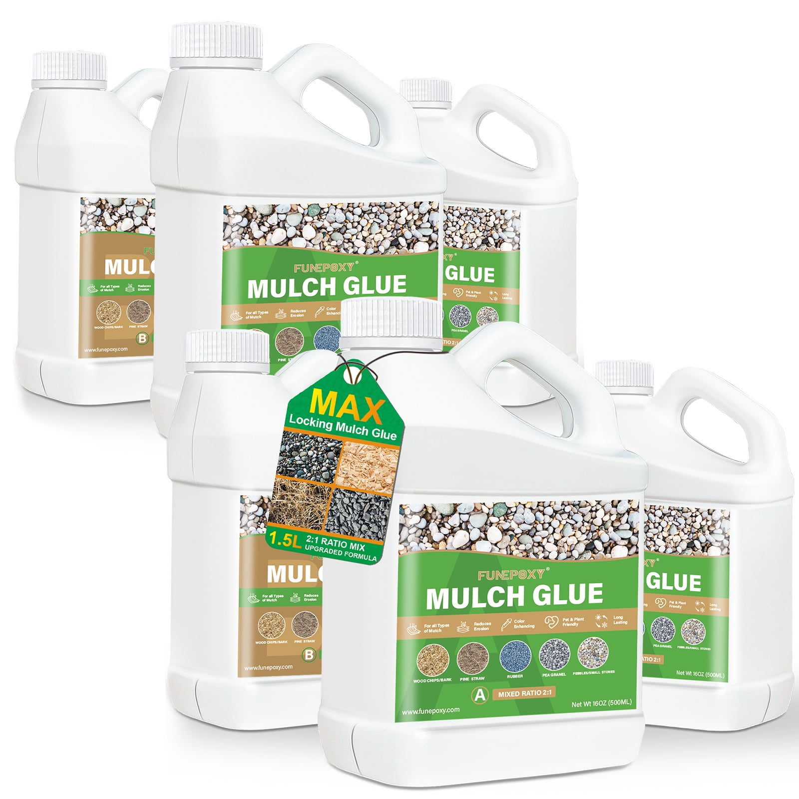 LOVFEN Mulch Glue, 2:1 Mixing Ratio, 96oz Fast-Dry Mulch and Gravel ...