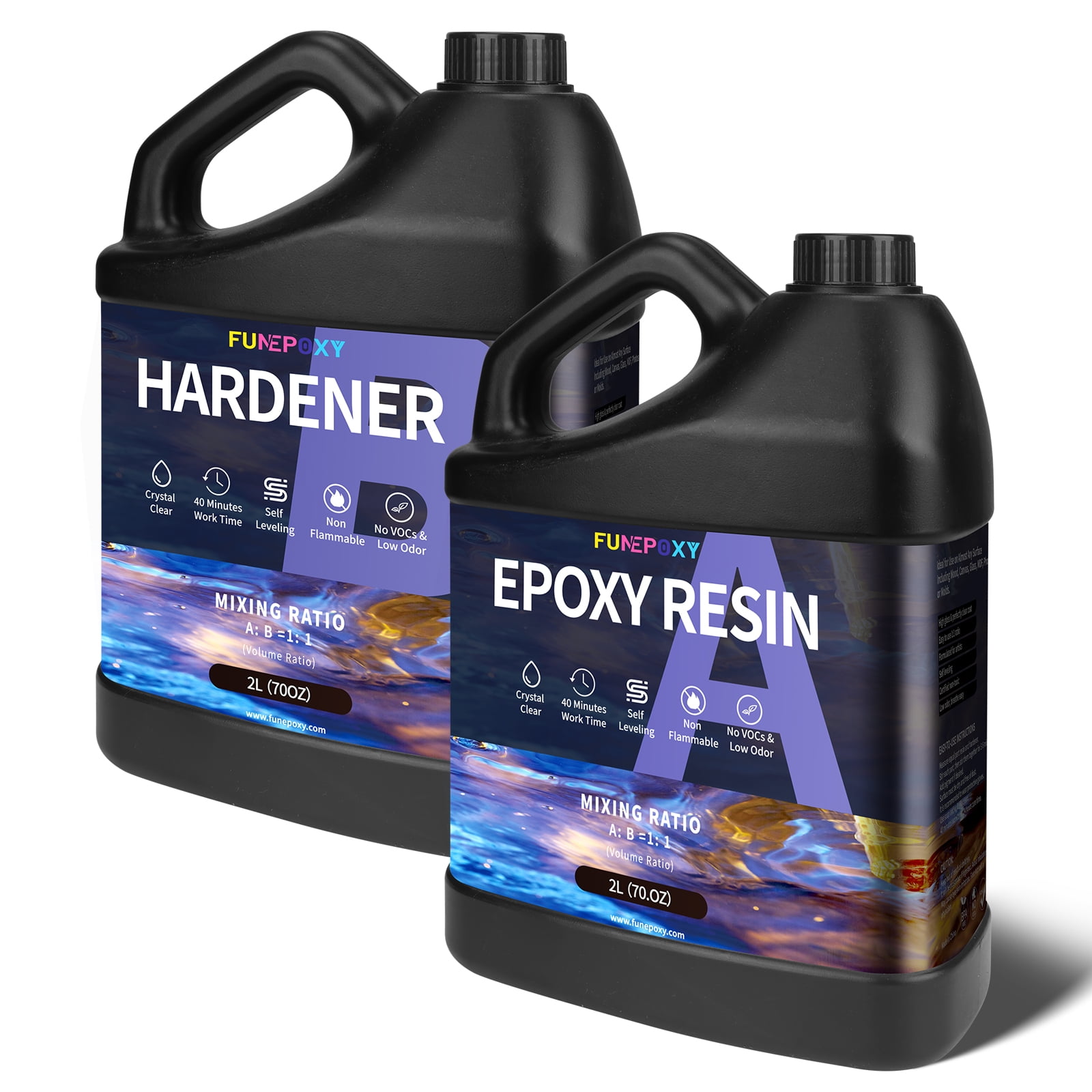 FUNEPOXY Epoxy Resin 1 Gallon Kit Art Resin,Crystal Clear,High ...