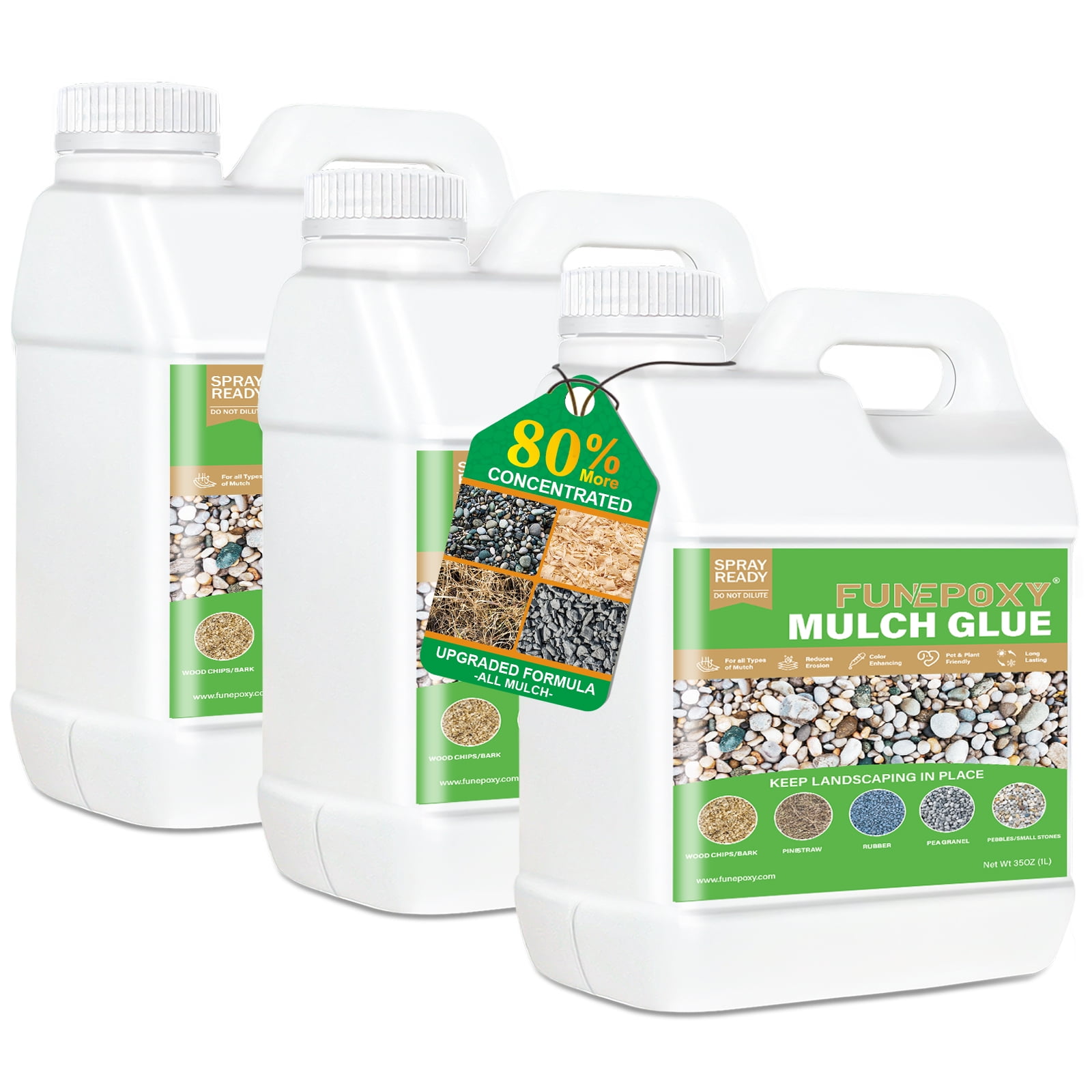 FUNEPOXY Mulch Glue 3 Gallon, covering adhesive for bonding stones ...