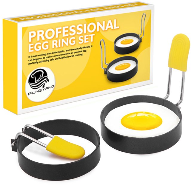 FUNGYAND 4-Inch Nonstick Stainless Steel Fried Egg Molds, 2-Count ...