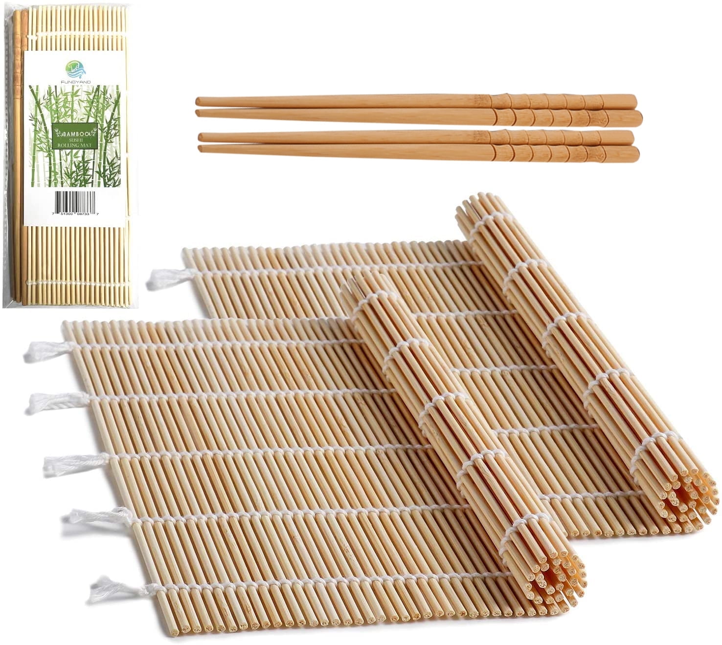 FUNGYAND Sushi Maker Kit Classic Bamboo Sushi Rolling Mat, 4 Pcs ...